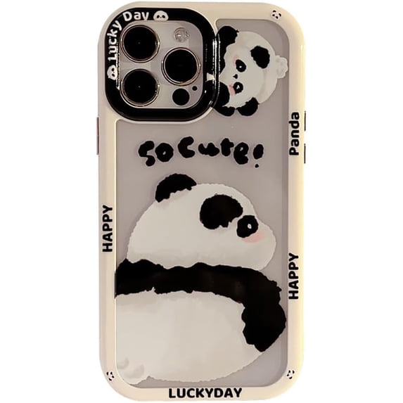 Cute Panda Back Silhouette Letters Clear Soft for iPhone Case (White ...
