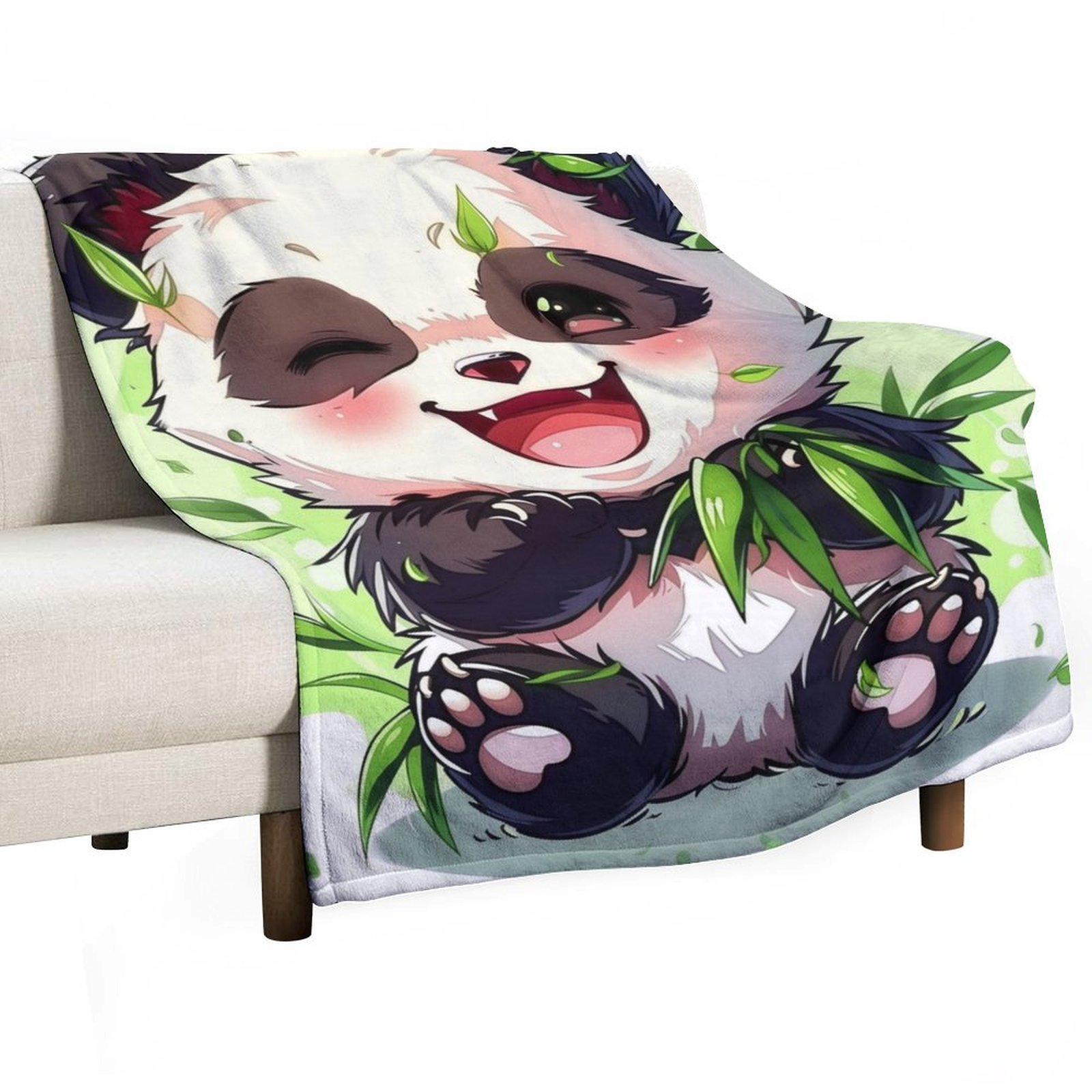 Cute Panda Bamboo Art Print Blanket Warm Throw Blanket Soft Flannel ...
