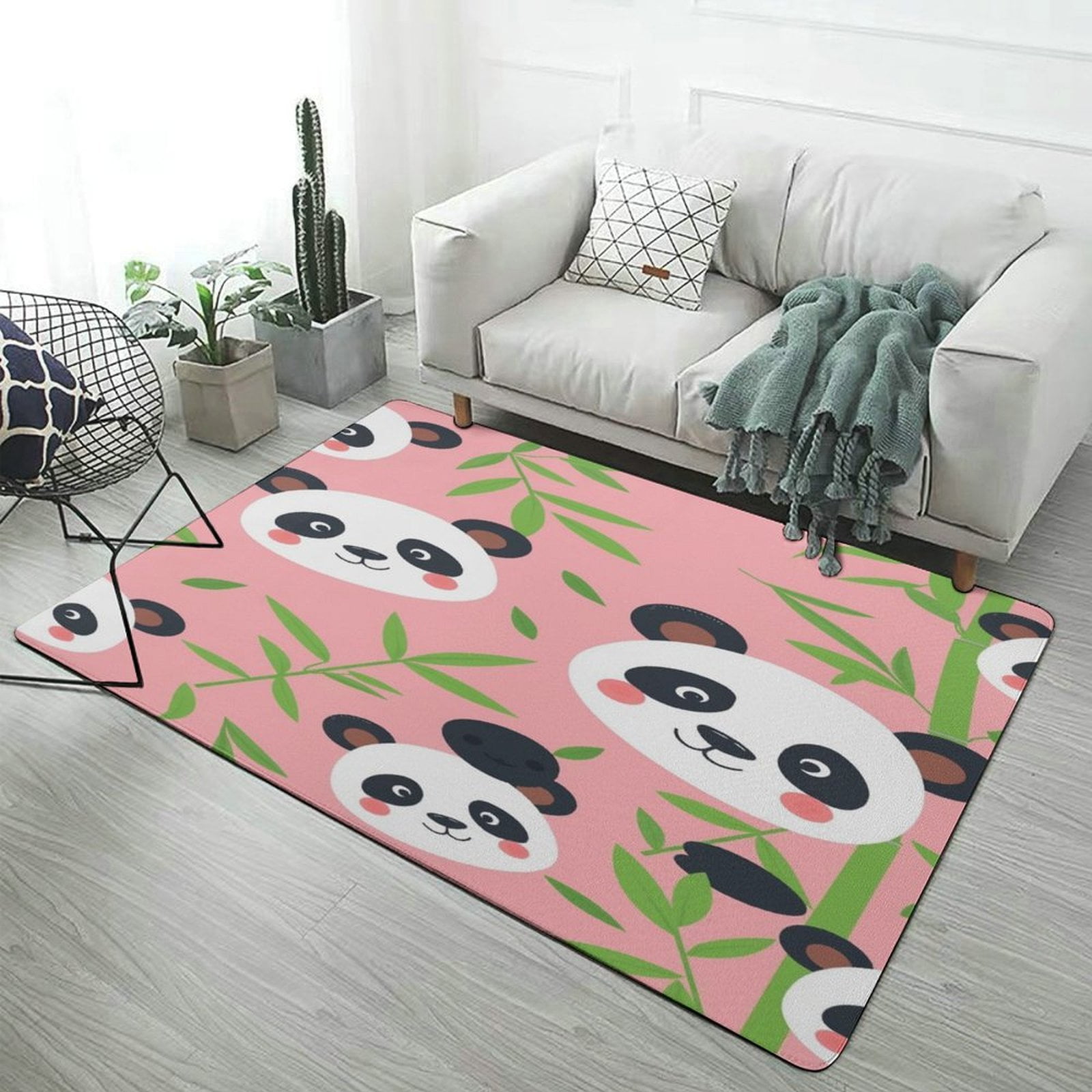Cute Panda Bamboo Pattern Carpet Large Size Living Room American Style ...