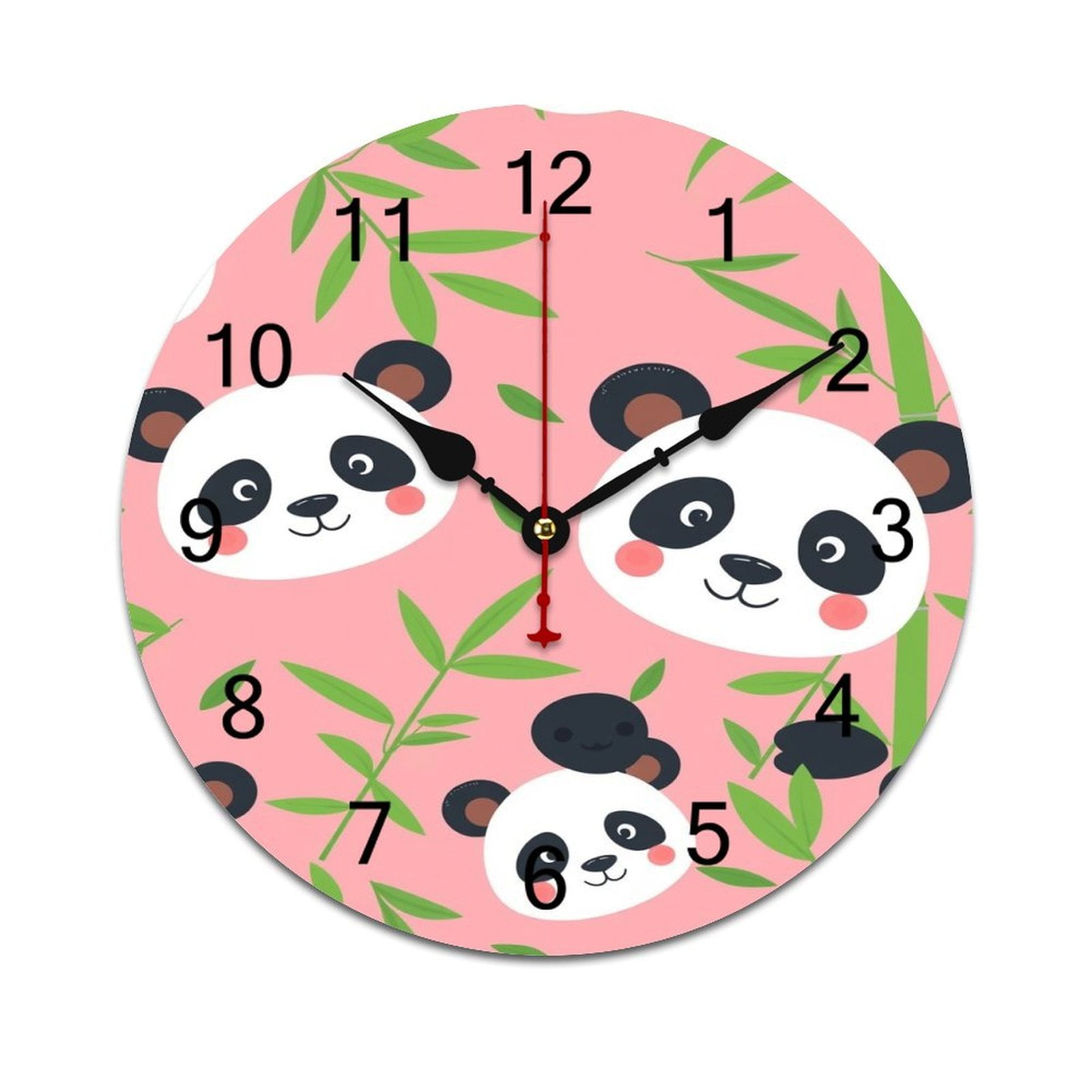 Cute Panda Bamboo Pattern Clocks Wall Home Decoration Teen Room Bedroom ...