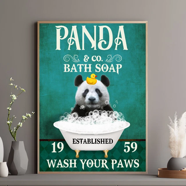 Cute Panda Bath Soap Wash Your Paws Poster Print Art Vintage Phone ...