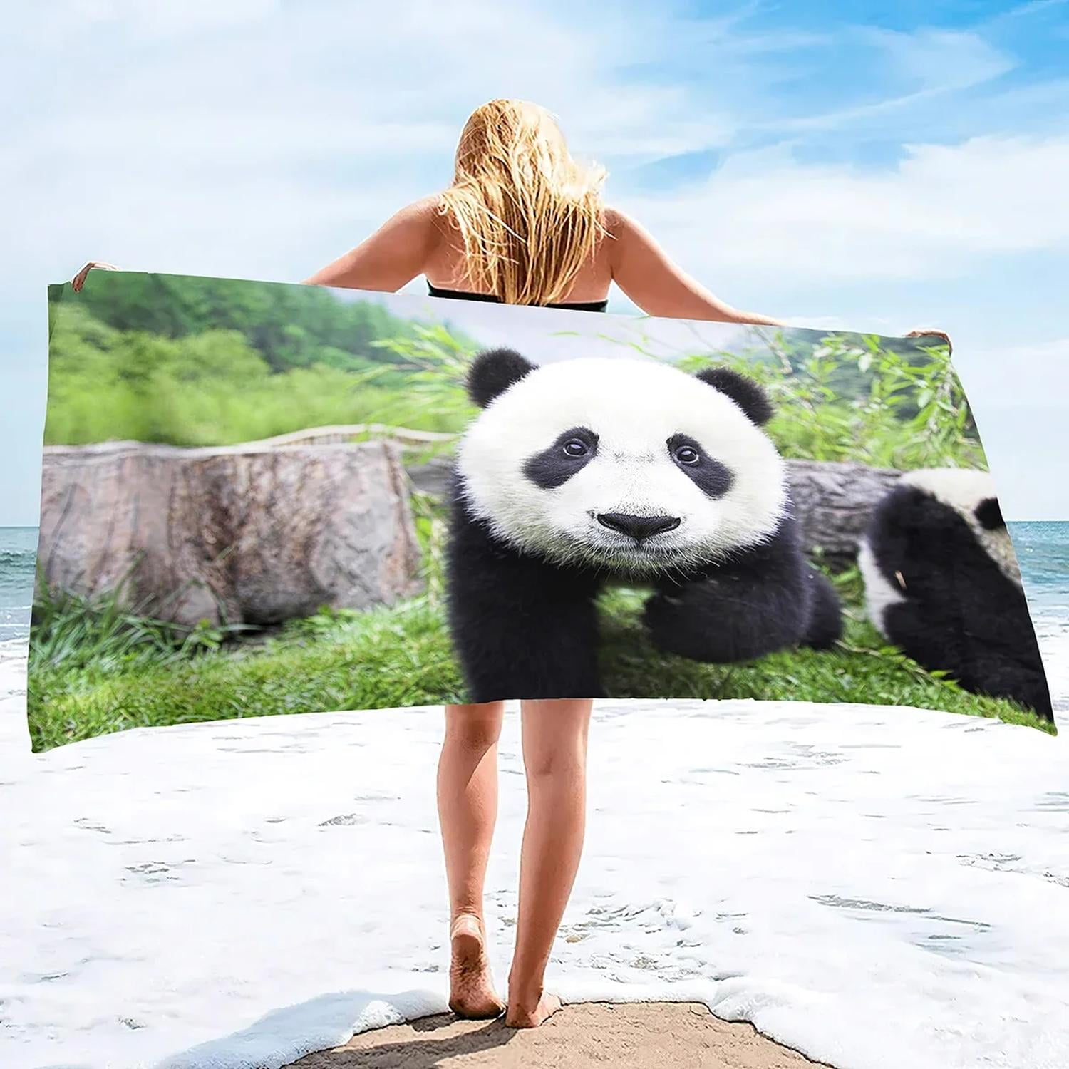 Cute Panda Beach Towels Quick Dry Microfiber Soft and Absorbent Bath ...