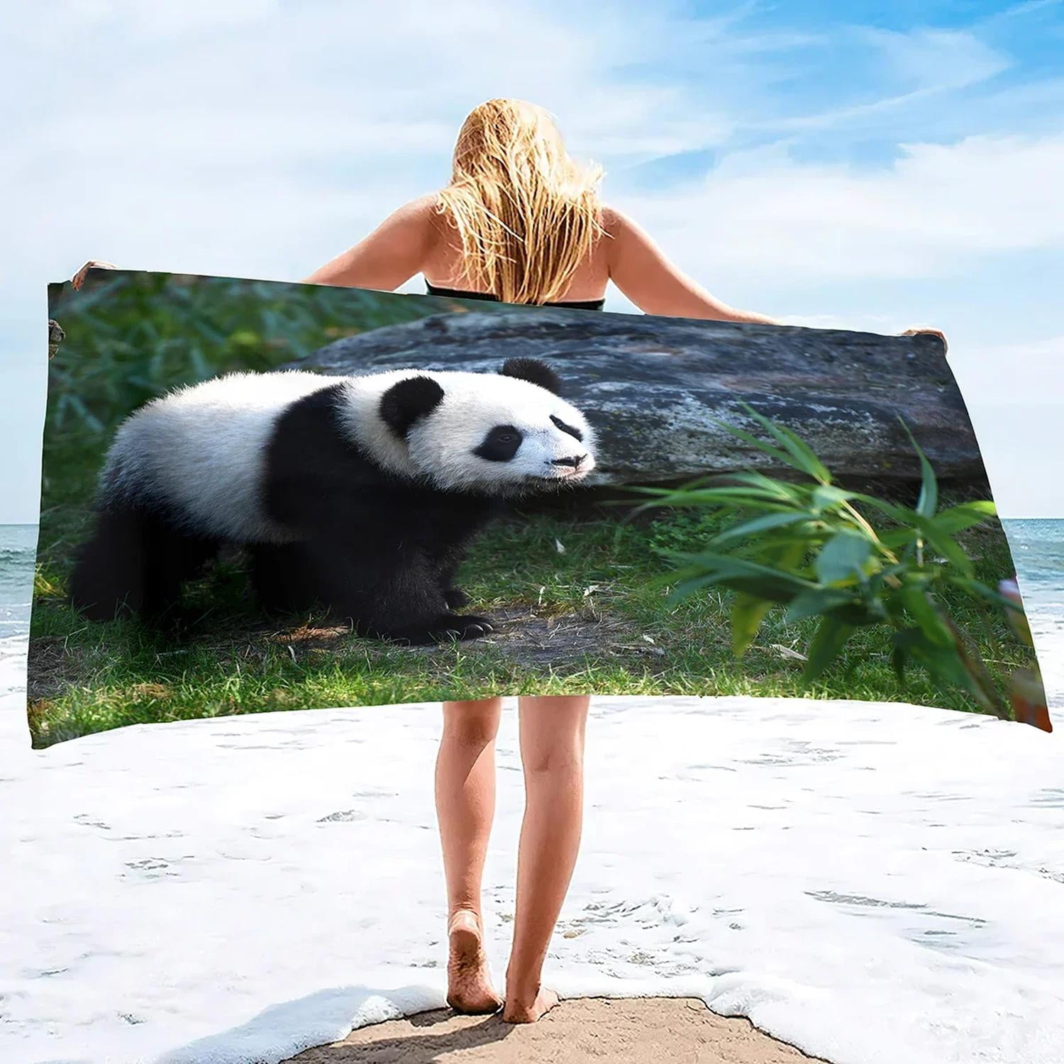 Cute Panda Beach Towels Quick Dry Microfiber Soft and Absorbent Bath ...