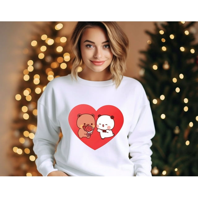 Cute Panda Bear Bubu Dudu Flower Heart Sweatshirt Couple Gift Tee,Light ...