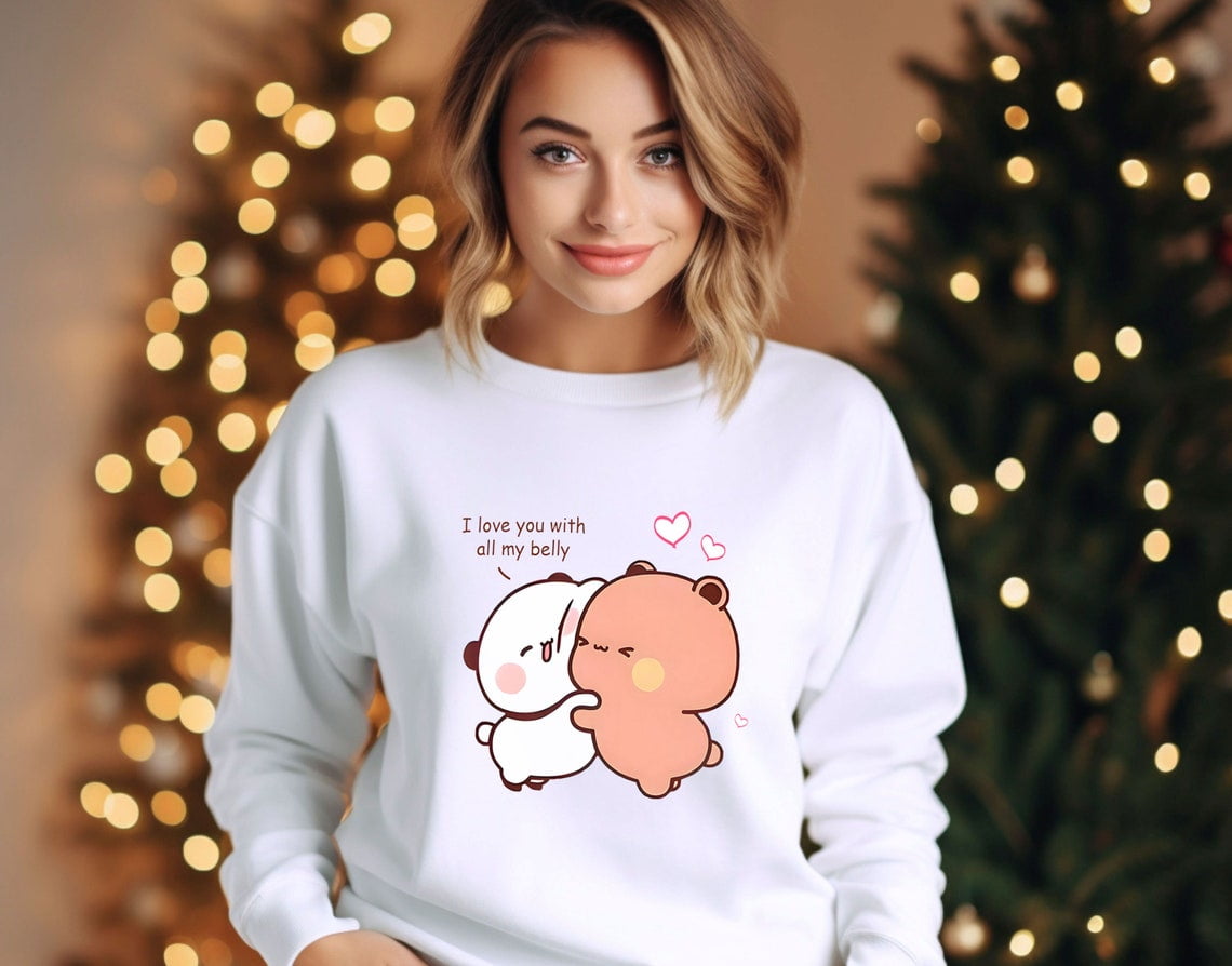 Cute Panda Bear Bubu Dudu I love you with all my belly Sweatshirt,Red ...