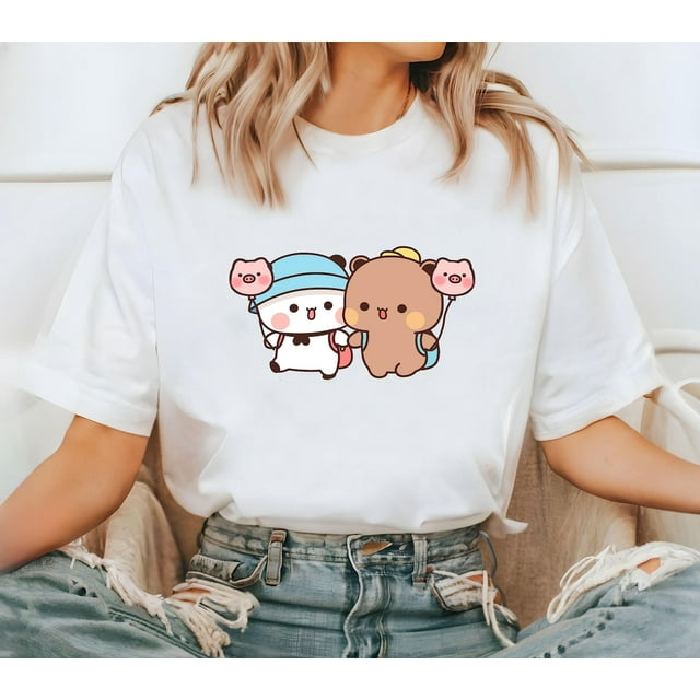 Cute Panda Bear Bubu Dudu Pig balloon T-shirt Couple Tee,Purple color ...