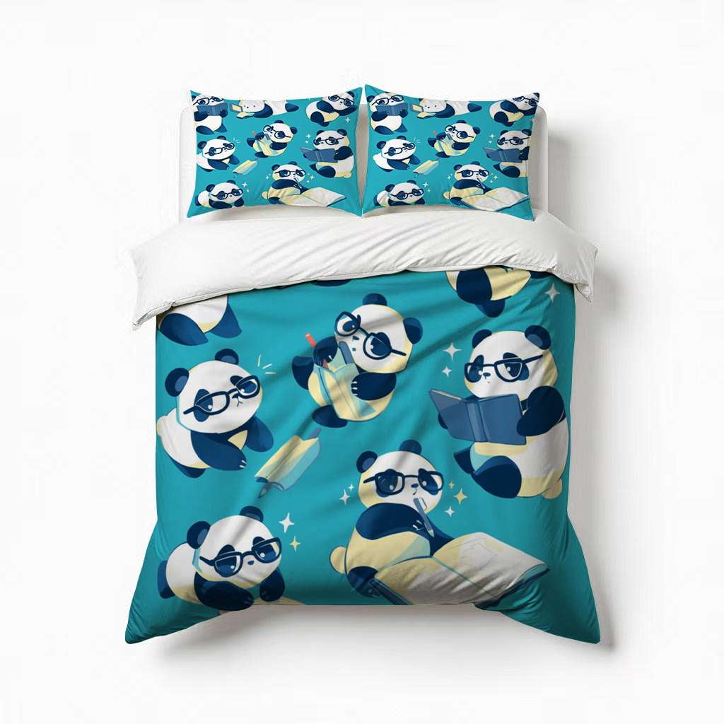 Cute Panda Bedding Set 3 Pcs Soft Microfiber Quilt Cover For Bedroom ...