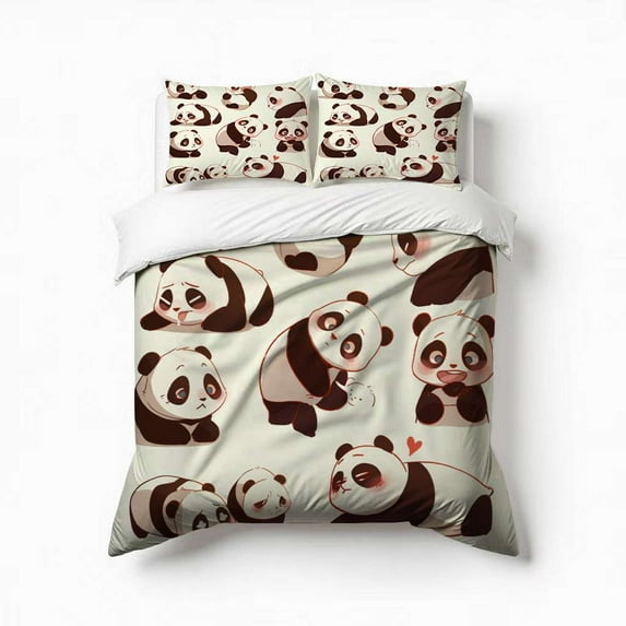 Cute Panda Bedding Set 3 Pcs Soft Microfiber Quilt Cover For Bedroom ...