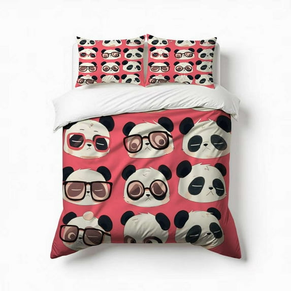 Cute Panda Bedding Set 3 Pcs Soft Microfiber Quilt Cover For Bedroom ...