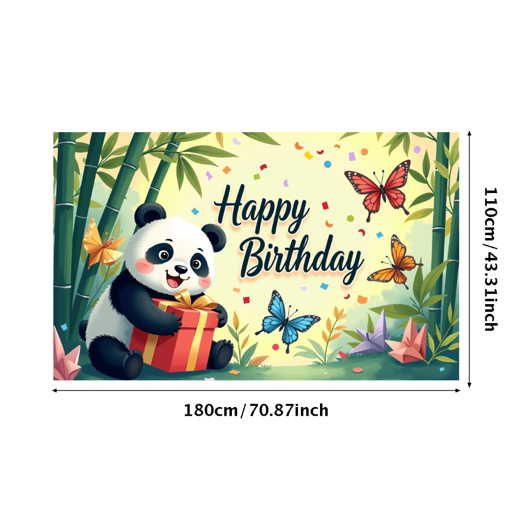 Cute Panda Birthday Theme Party Backdrop with Colorful Balloons and ...