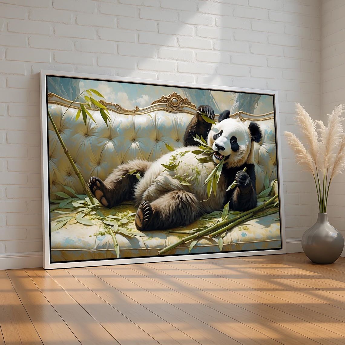 Cute Panda Canvas & Poster | Playful Panda Lounging On Sofa Eating ...