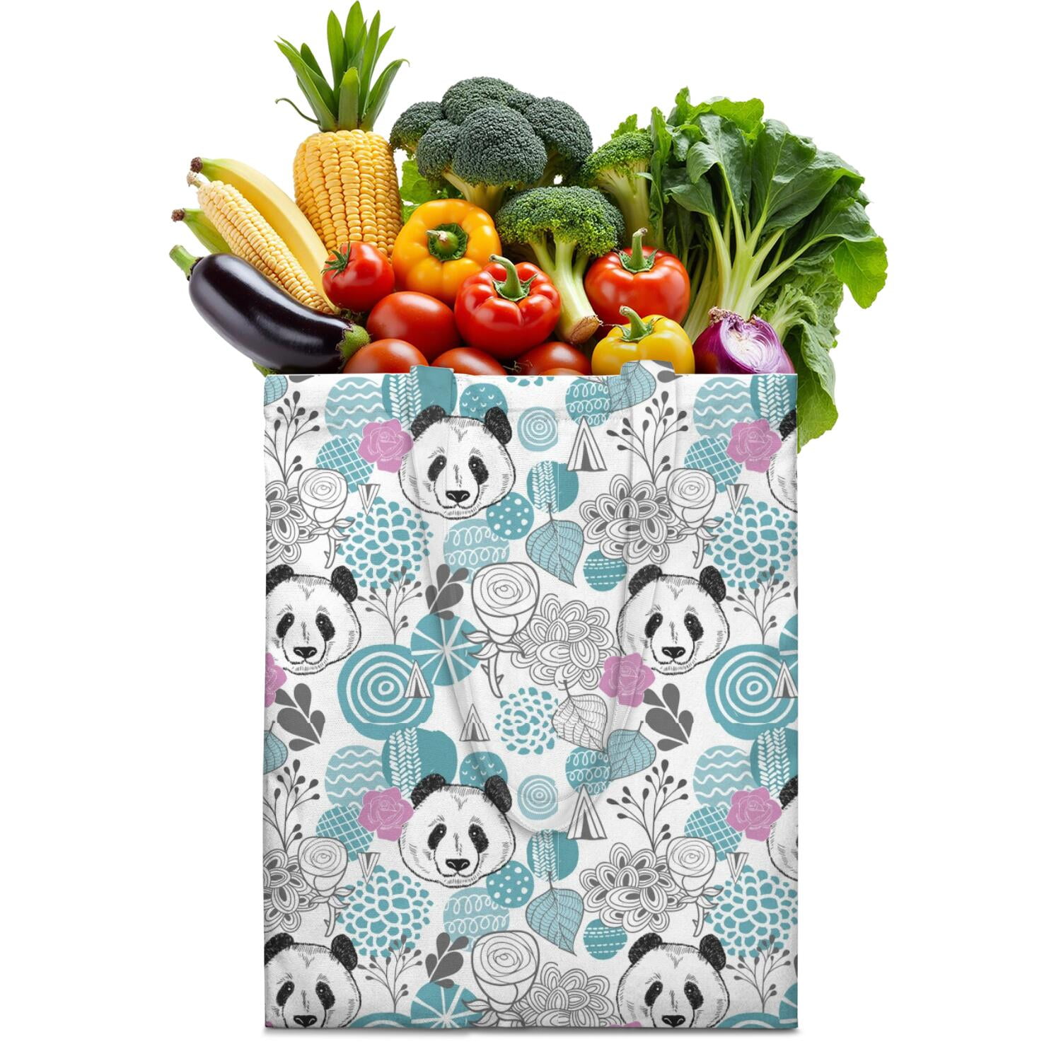 Cute Panda Canvas Tote Bag – Watercolor Baby Panda & Bamboo ...