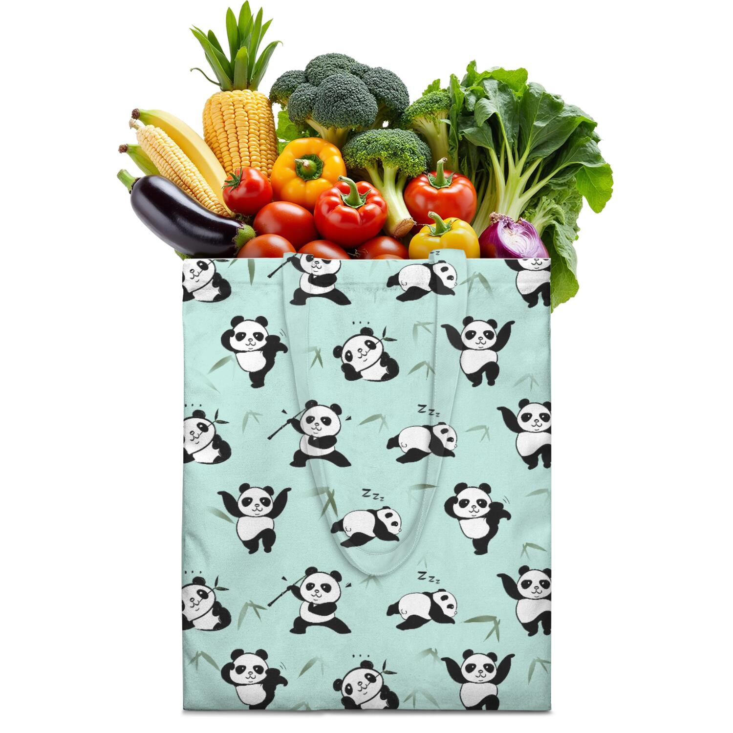 Cute Panda Canvas Tote Bag – Watercolor Baby Panda & Bamboo ...