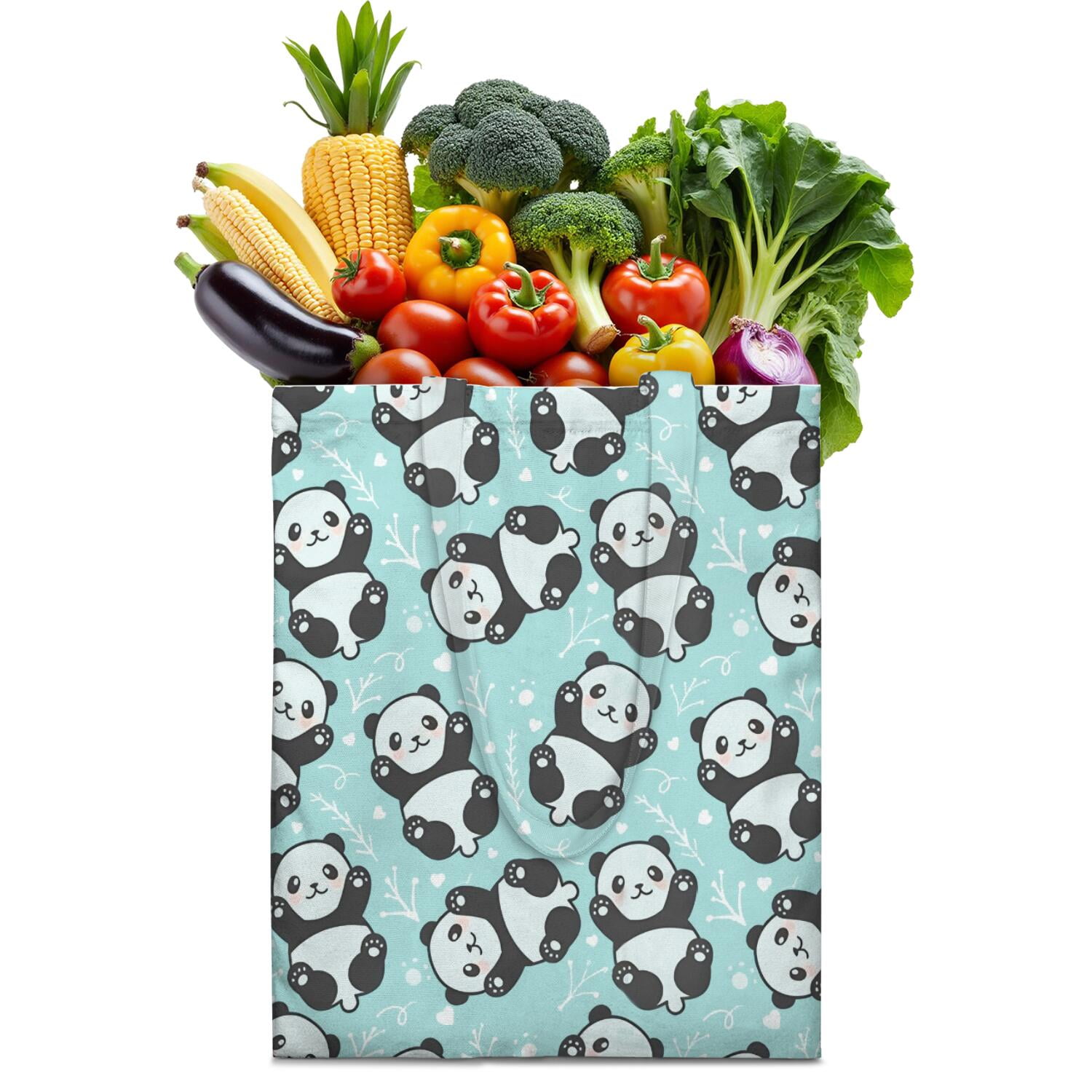 Cute Panda Canvas Tote Bag – Watercolor Baby Panda & Bamboo ...