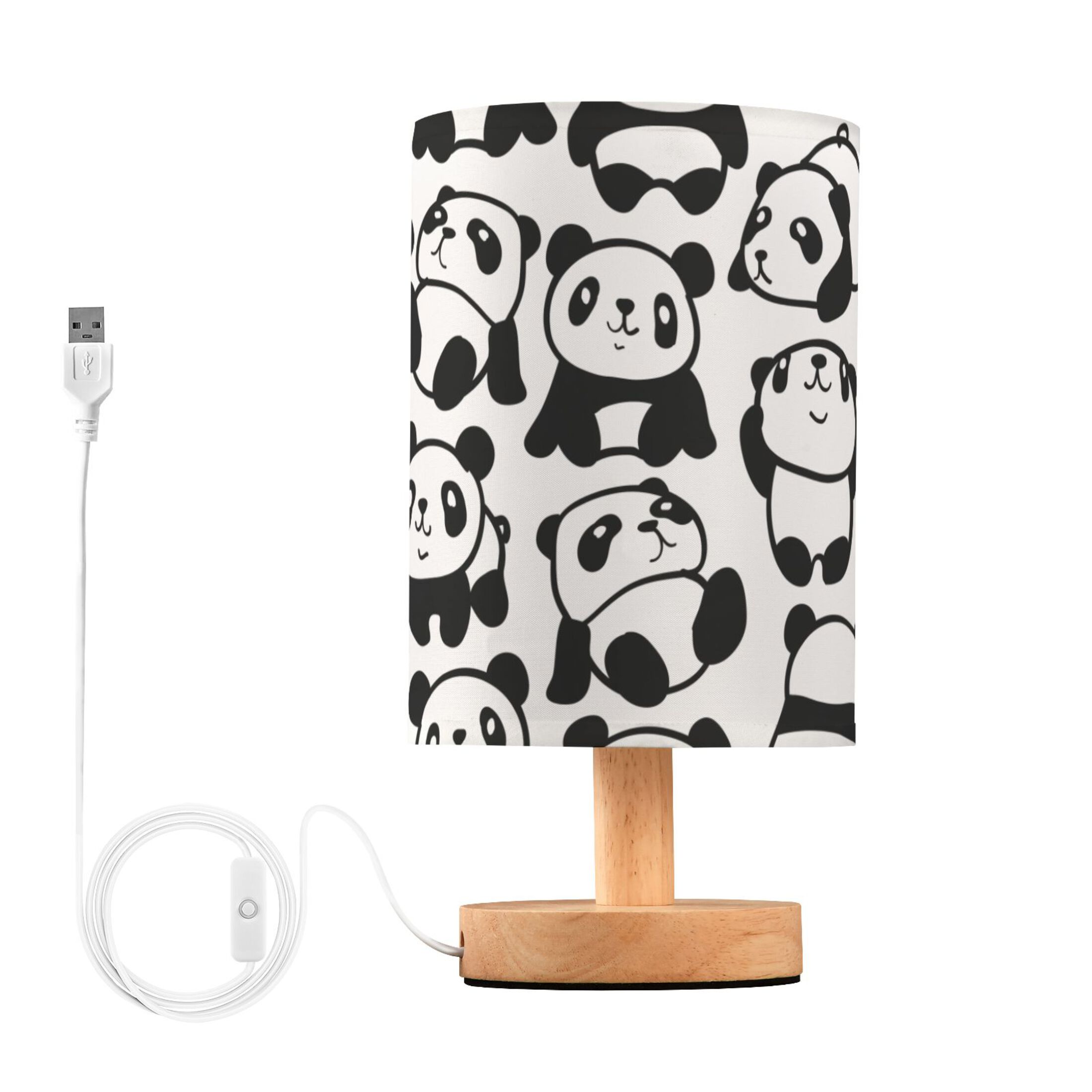 Cute Panda Cartoon Bedside Table Lamp LED Warm Lights with USB Charging ...