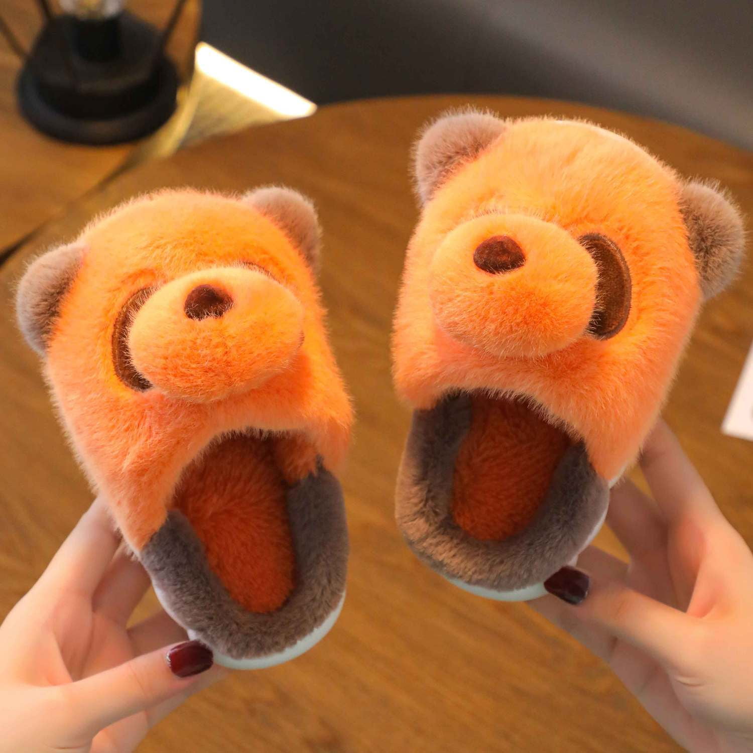 Cute Panda Cartoon Kids Winter Shoes Plush Warm Slippers for Baby Girls ...
