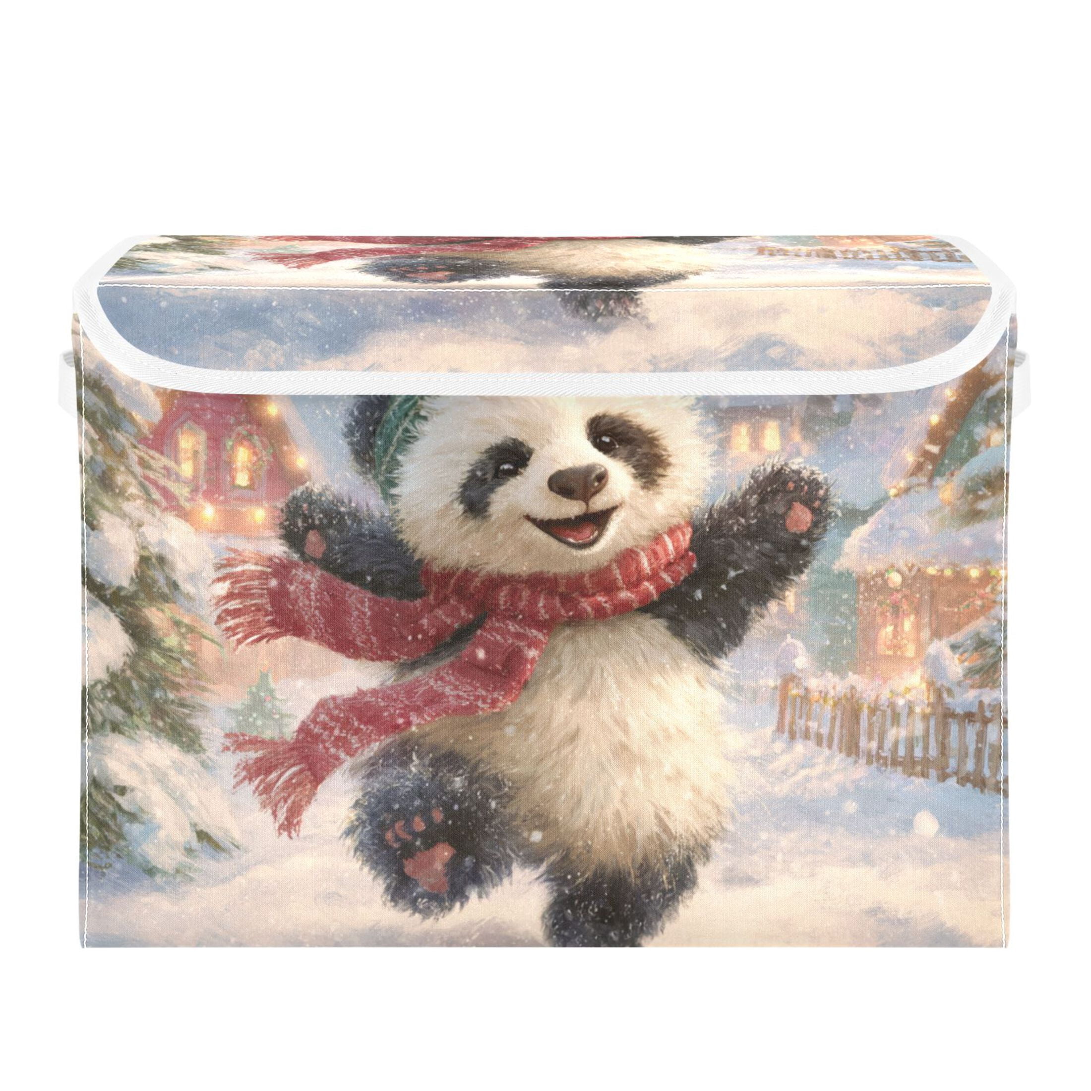Cute Panda Celebrate Christmas in Snow Foldable Storage Bins with Lids ...