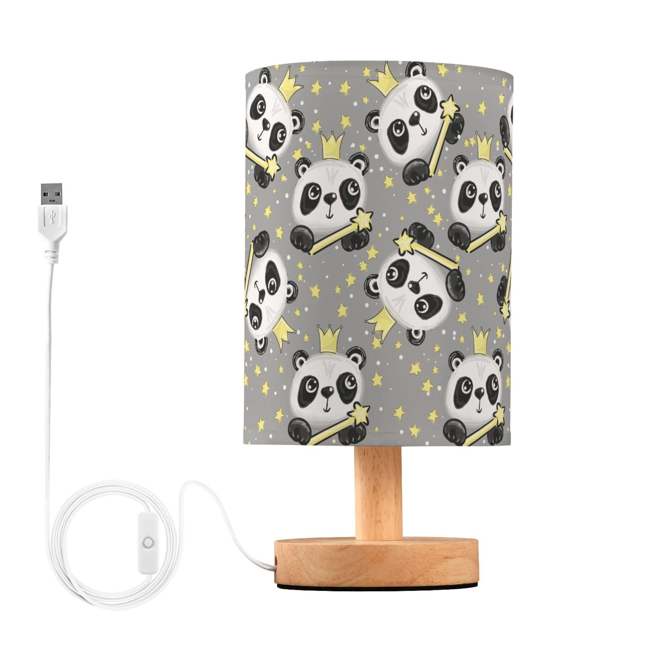 Cute Panda with Crown and Stars Bedside Table Lamp LED Desk Lamps with ...