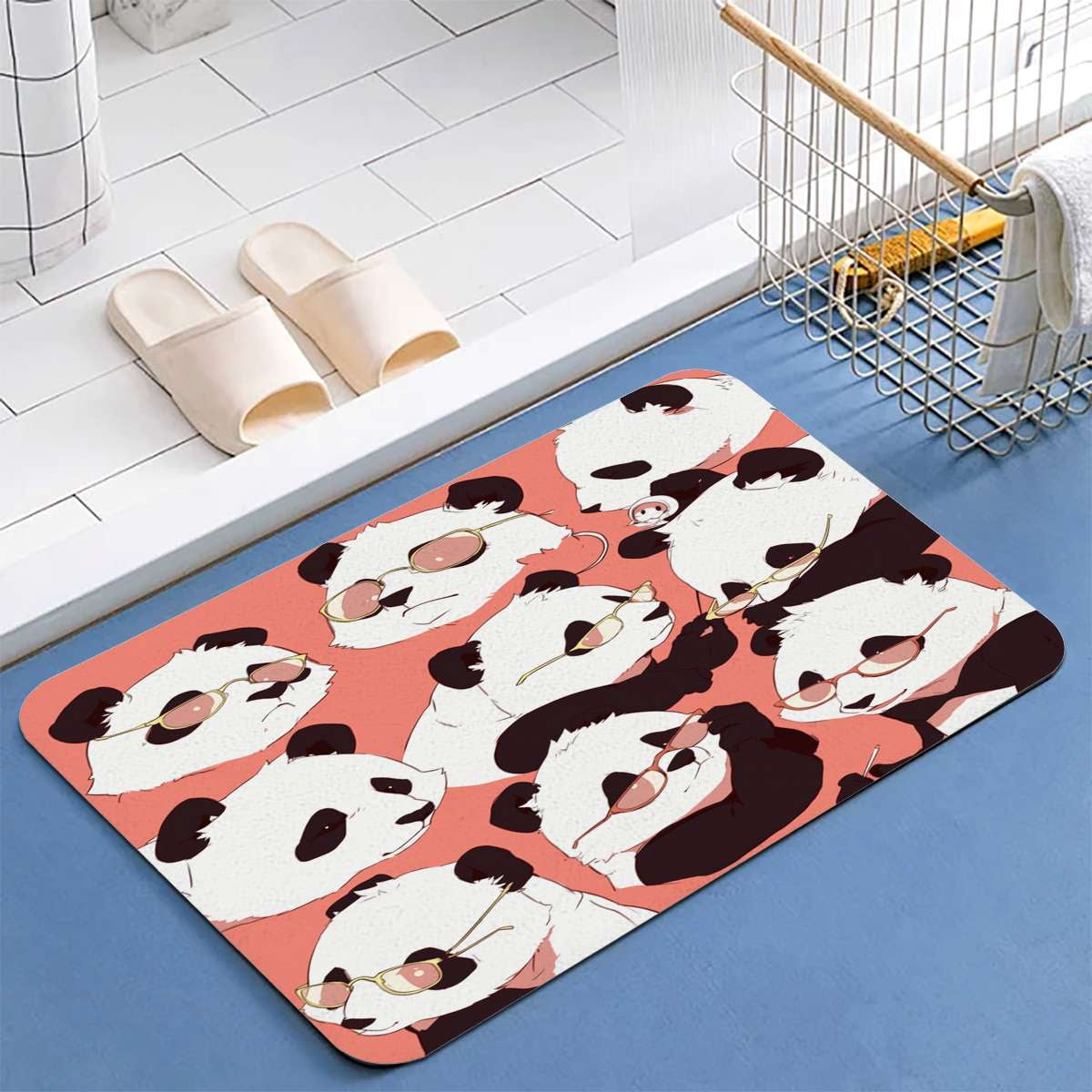 Cute Panda Diatomite Bath Mats Bathroom Absorbent Anti Slip Floor Mat ...