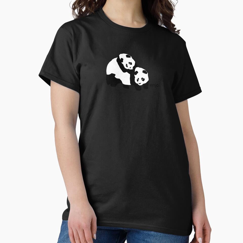 Cute Panda Duo T-Shirt - Adorable Animal Lover Gift - Minimalist Black ...