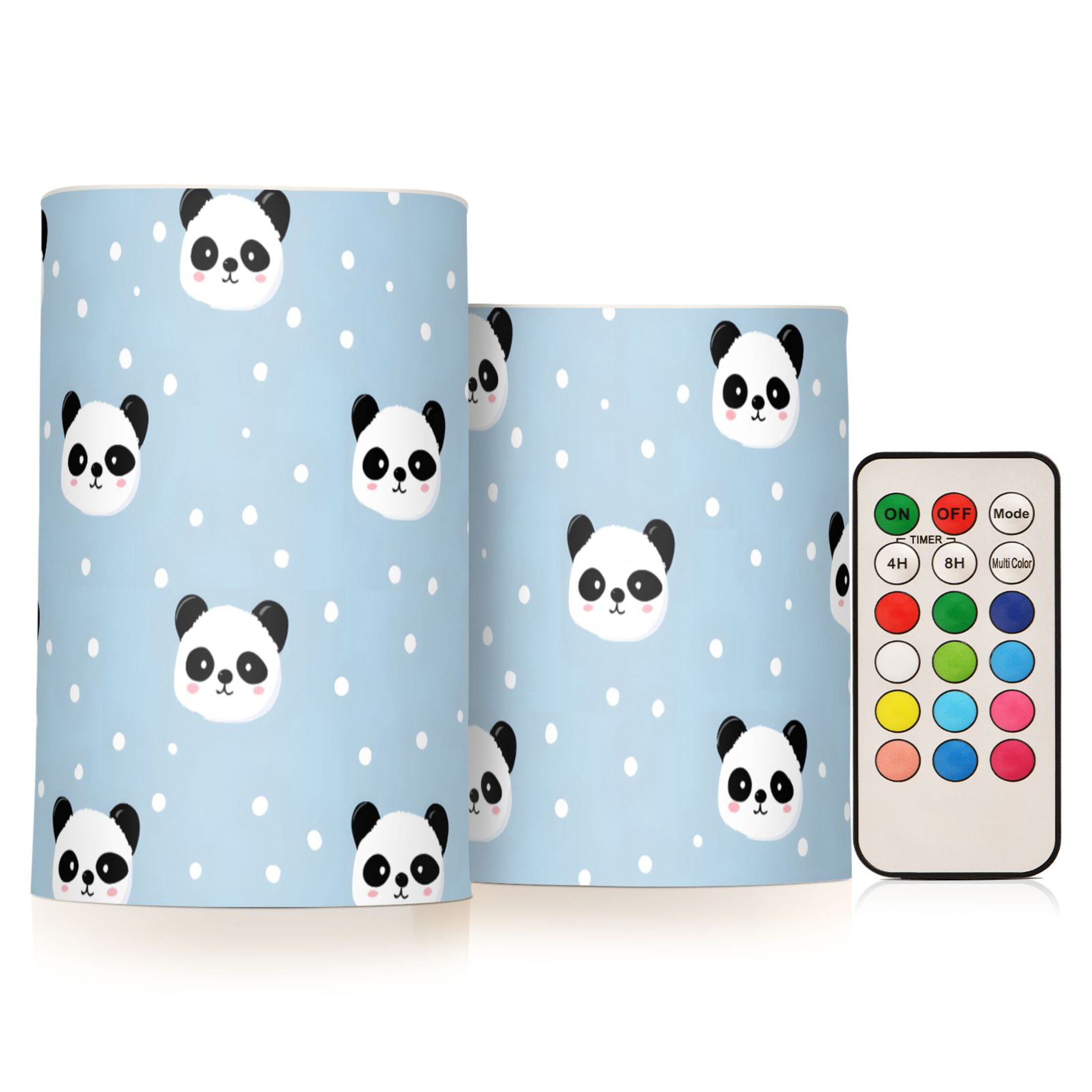 Cute Panda Face Pattern Flameless LED Candle Set with Remote, Battery ...