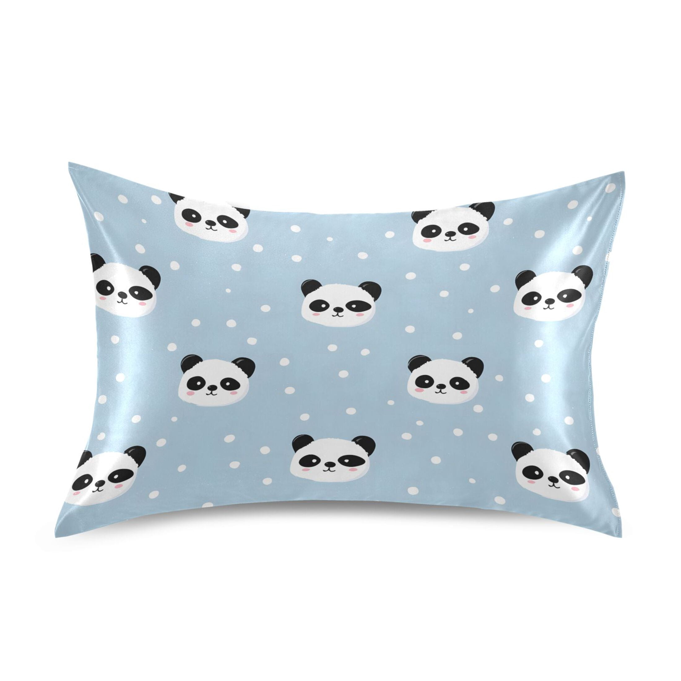Cute Panda Face Pattern King Size Satin Pillowcase 40''x20'' Double ...