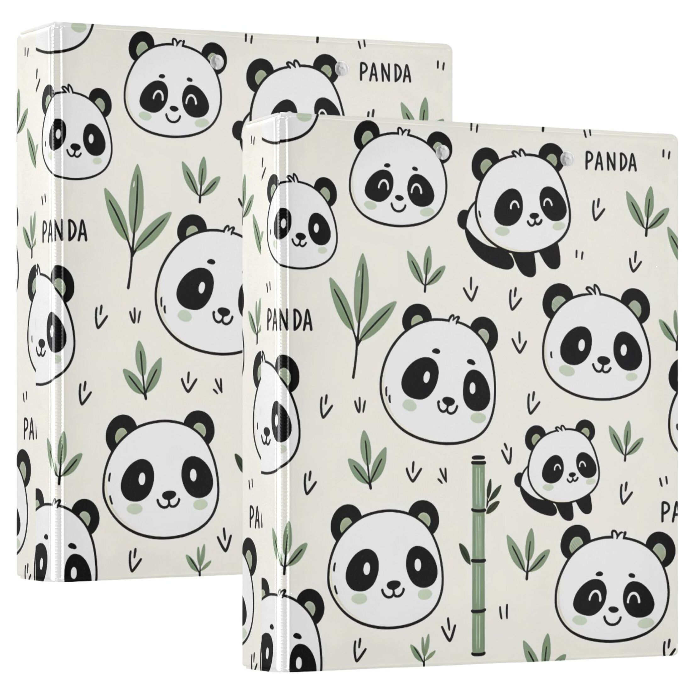 Cute Panda Face and Bamboo Hardcover 3 Ring Binder 1.5” Round Rings ...