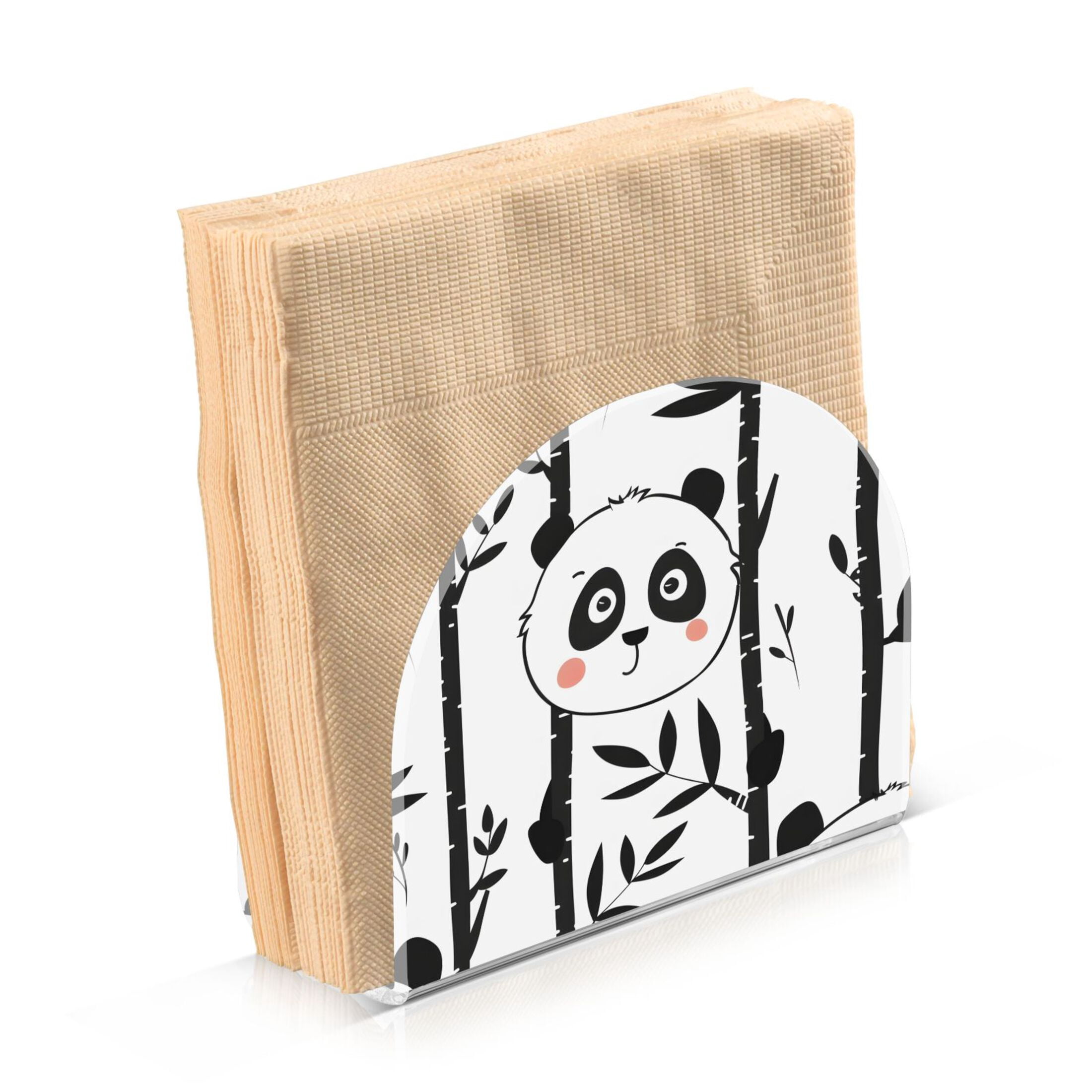 Cute Panda Face and Bamboo Napkin Holder for Table 2 Pcs Acrylic Clear ...