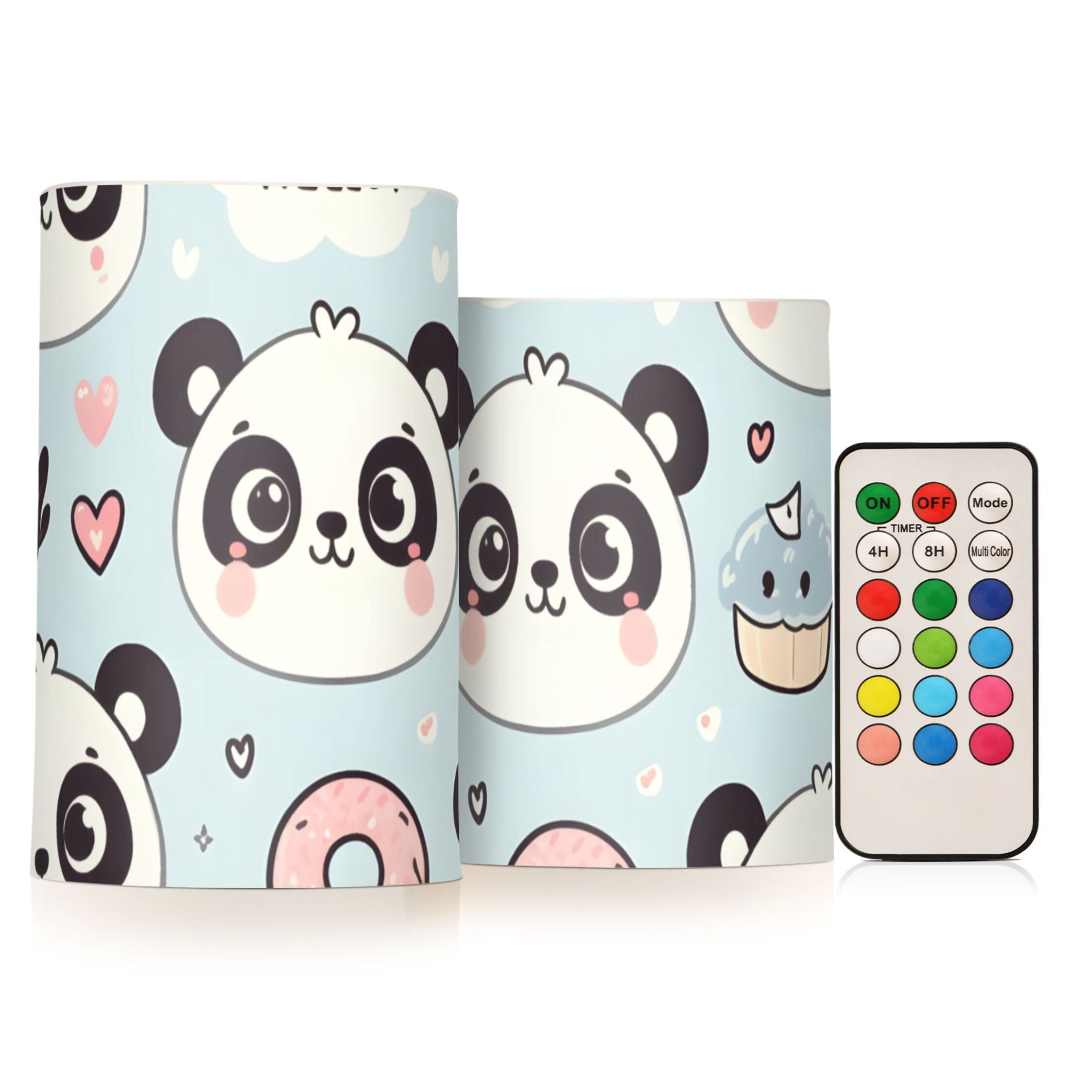 Cute Panda Face and Cake Flickering Flameless LED Candles set of 2 ...