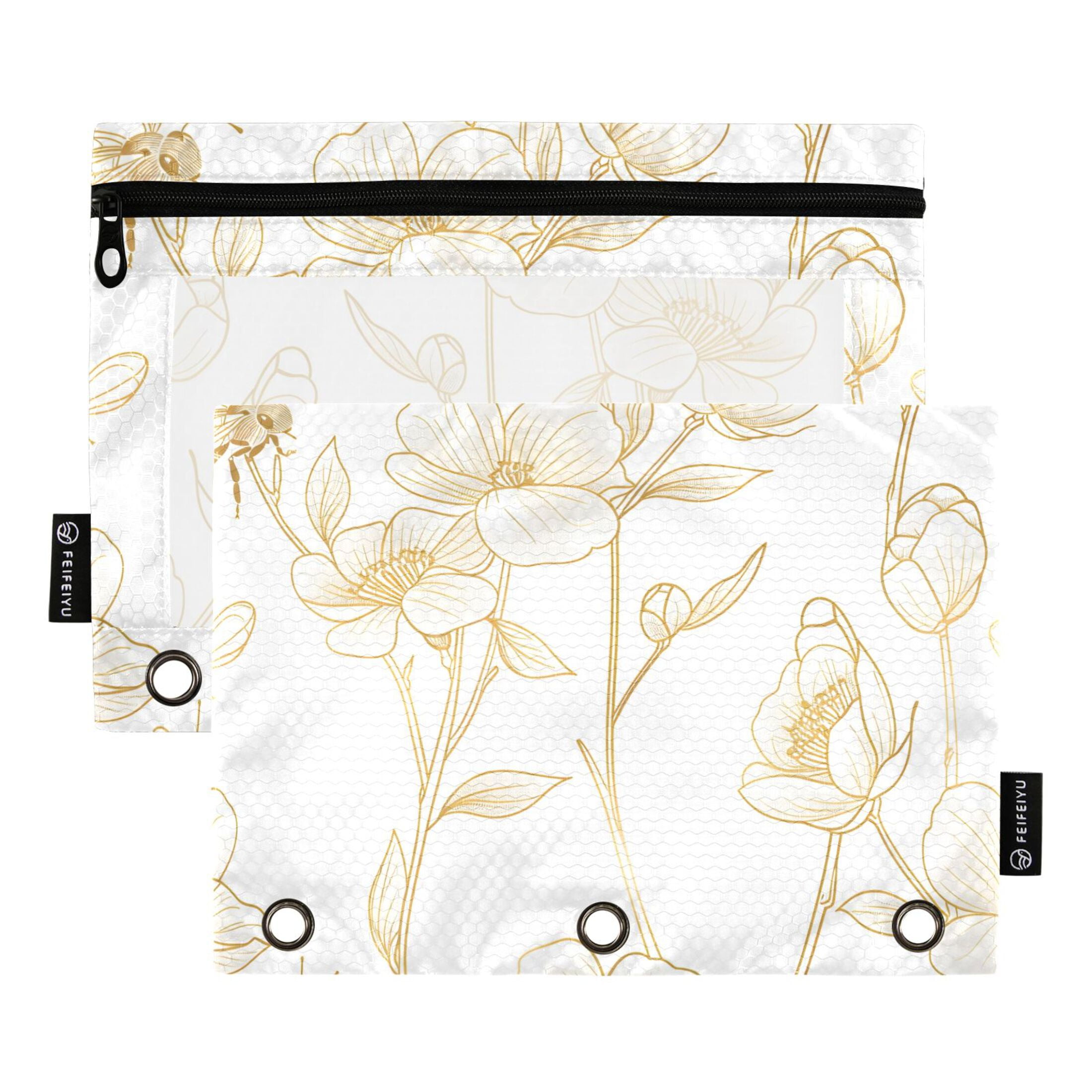 Cute Panda Flying with Balloons Valentine Binder Pouches Zipper Pocket ...