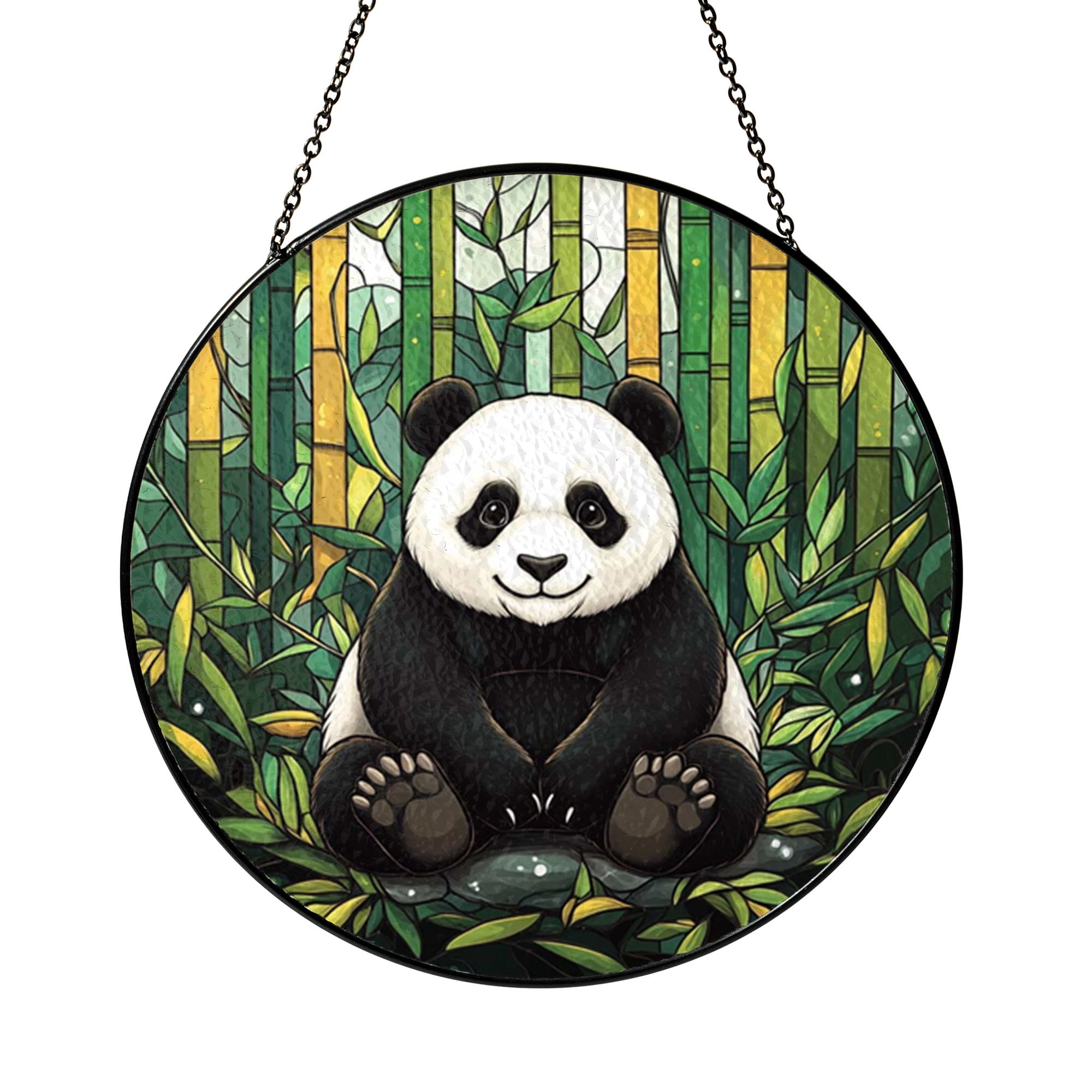 Cute Panda Glass Suncatcher – Stained Glass Style Window Decor ...