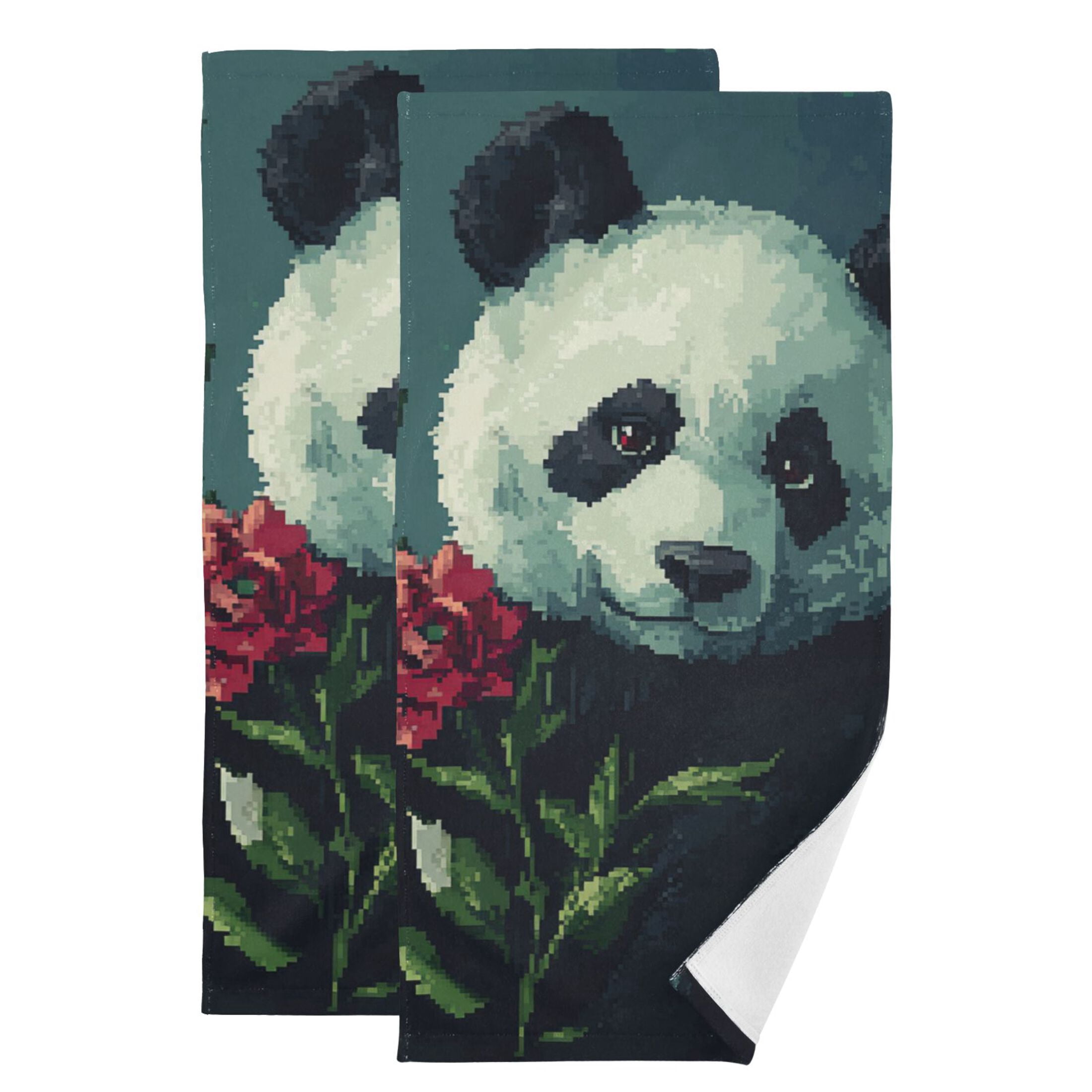 Cute Panda Holding A Flower Hand Towel Absorbent Bath Towels for ...