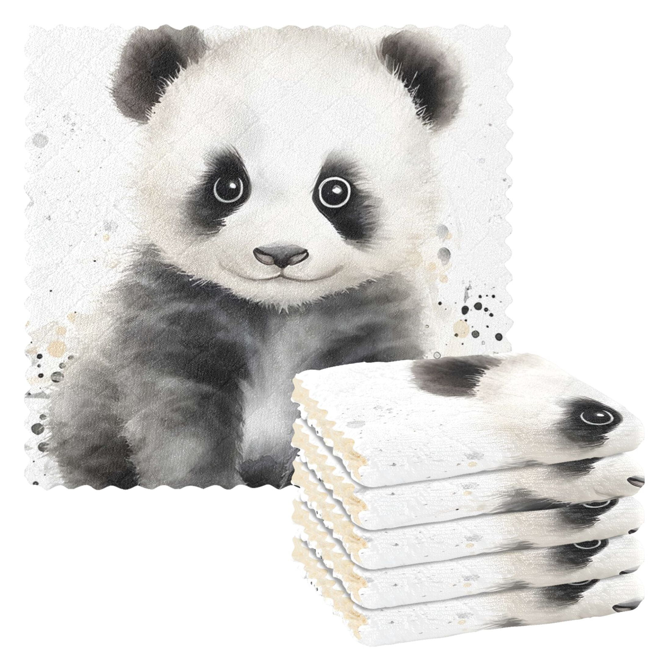 Cute Panda Kitchen Cloth Dish Towels for Drying Washing Absorbent Dish ...