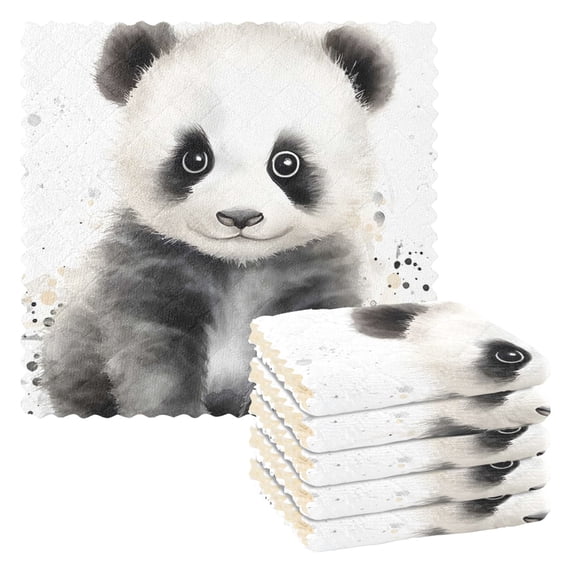 Cute Panda Kitchen Cloth Dish Towels for Drying Washing Absorbent Dish ...