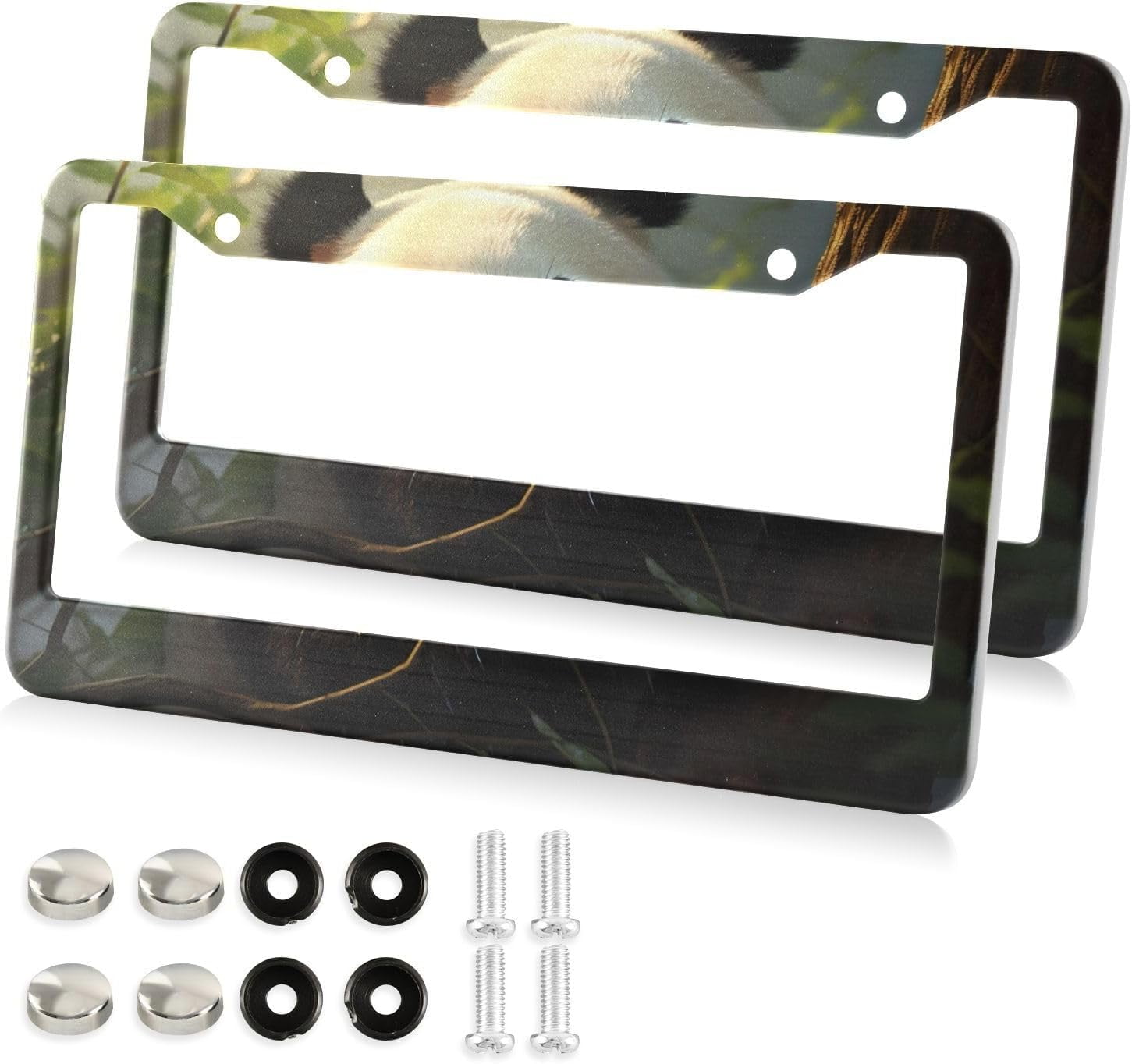 Cute Panda License Plate Frame, Aluminum Car Tag Frames, 2 Pack ...
