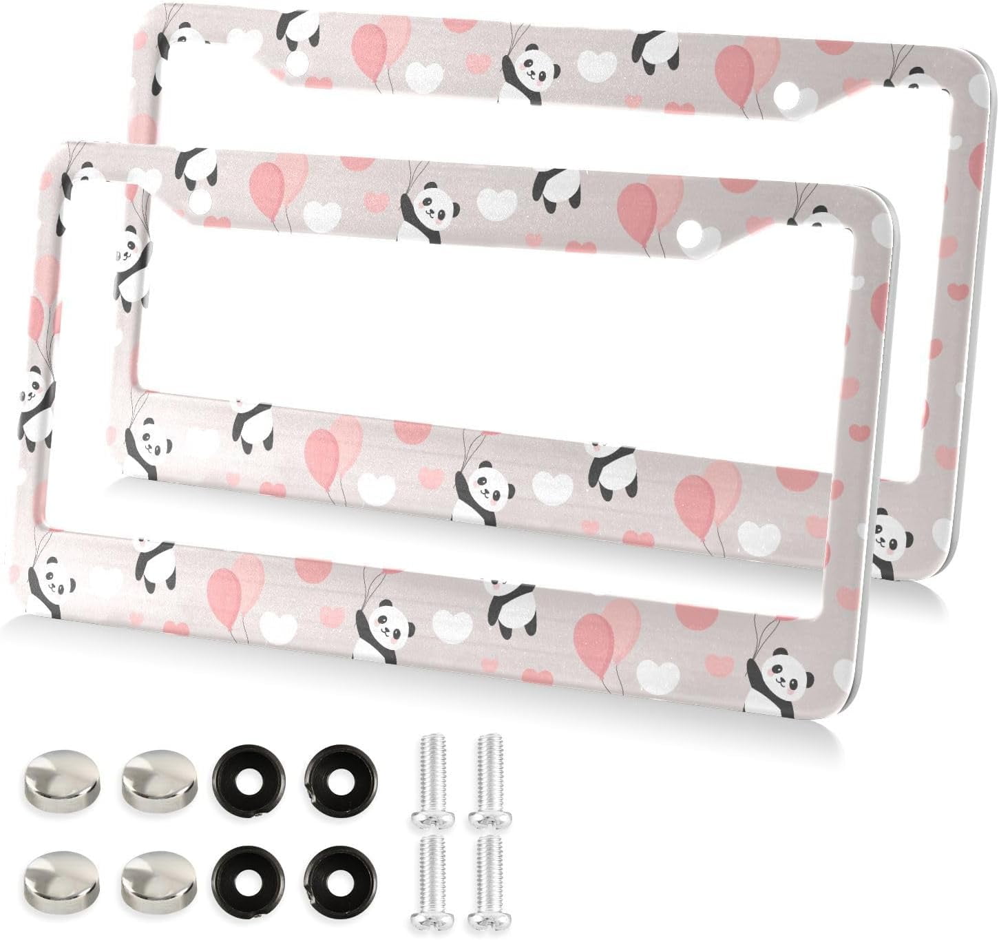 Cute Panda License Plate Frame, Aluminum Car Tag Frames, 2 Pack ...