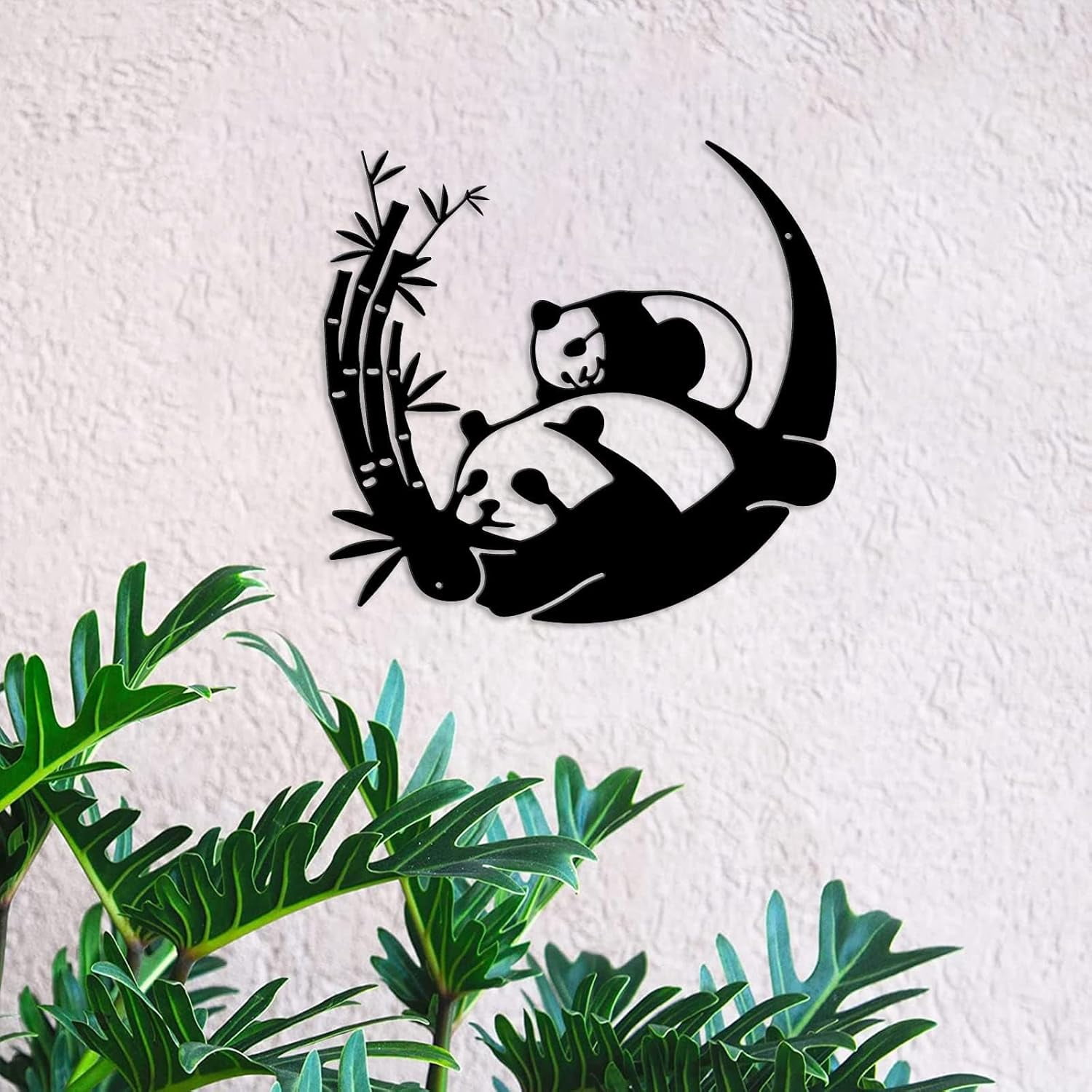 Cute Panda Metal Wall Sculpture Front Door Welcome Sign Hanging Wall ...