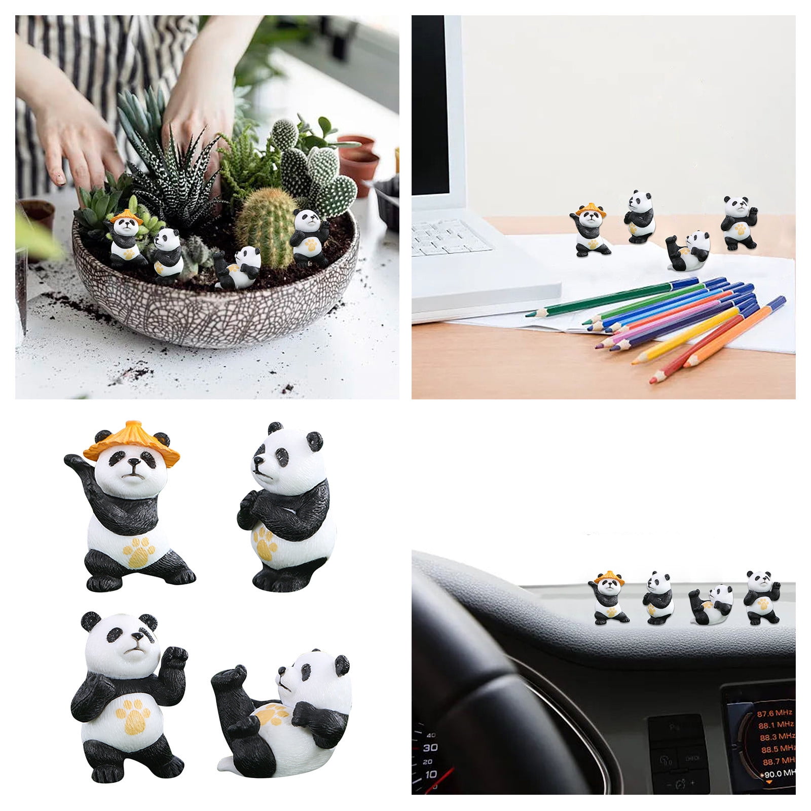 Cute Panda Miniature Figurines Fairy Garden Accessories Mini Sculpture ...