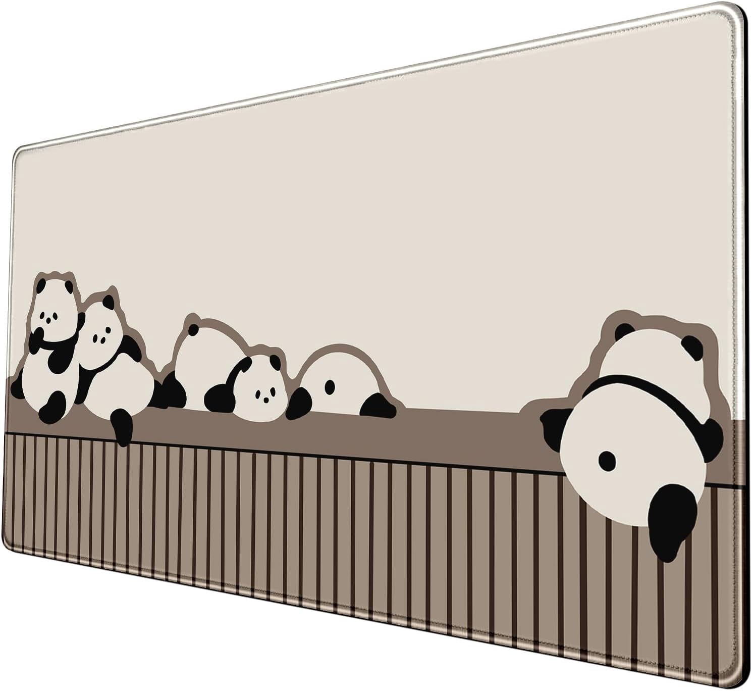 Cute Panda Mouse Pad Xl-31.5x15.7in-Cute Desk Mat-Beige Desk Pad-Large ...