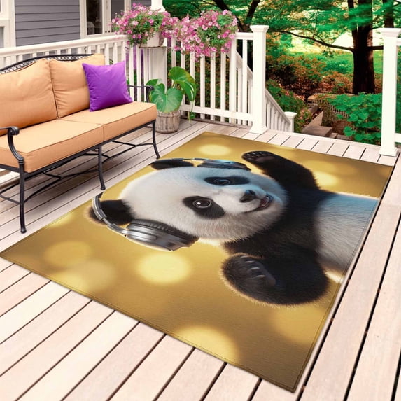 Cute Panda Outdoor Rug 4x6 Ft, Non Slip Washable Area Rug, Funny ...