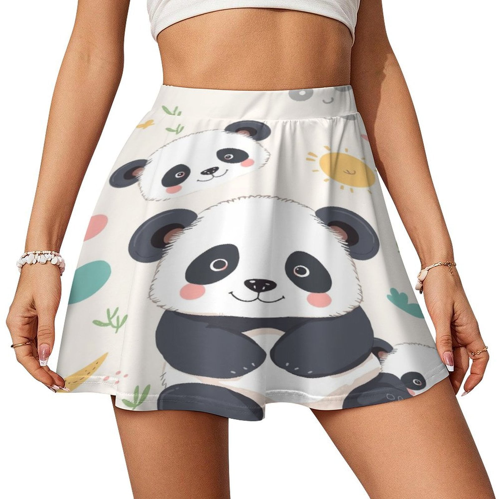 Cute Panda Pattern Skirt Women Cute Mini Skirts High Waist Design Casual Skirt Big Size ...