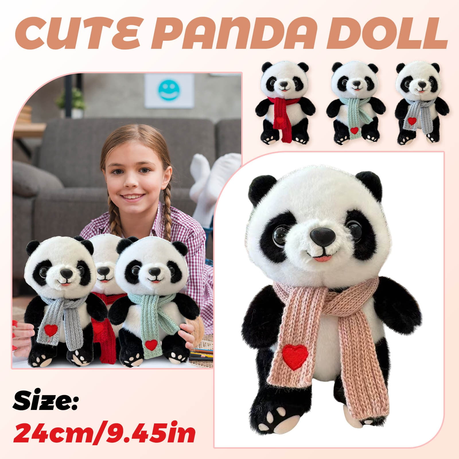 Cute Panda Plush Toy - 9-inch Super Soft Stuffed Animal with Realistic ...