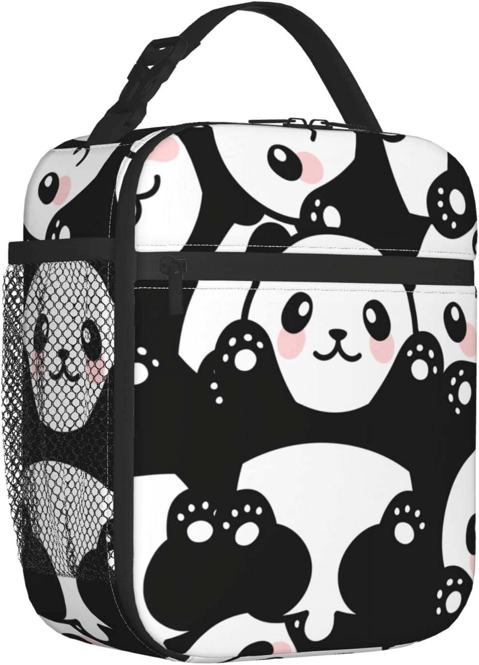 Cute Panda Print Reusable Lunch Bag Insulated Lunch Box Durable Lunch ...
