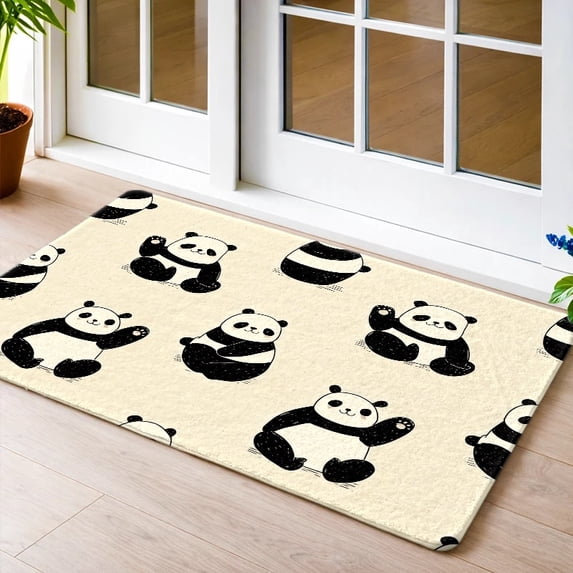 Cute Panda Rug Non-Slip Rubber Backing, Machine Washable Floor Mat for ...