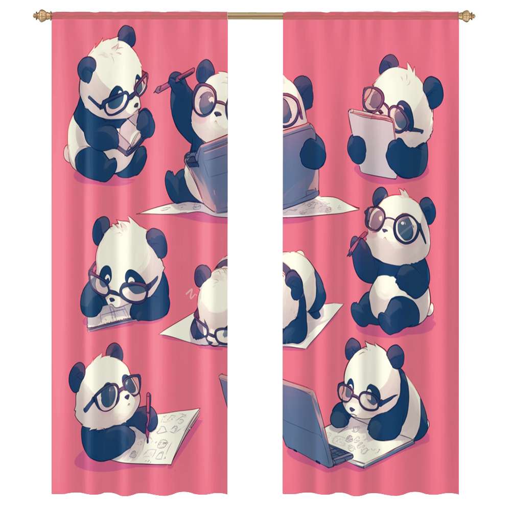 Cute Panda Sheer Voile Curtain Window Tulle Curtains For Living Room ...