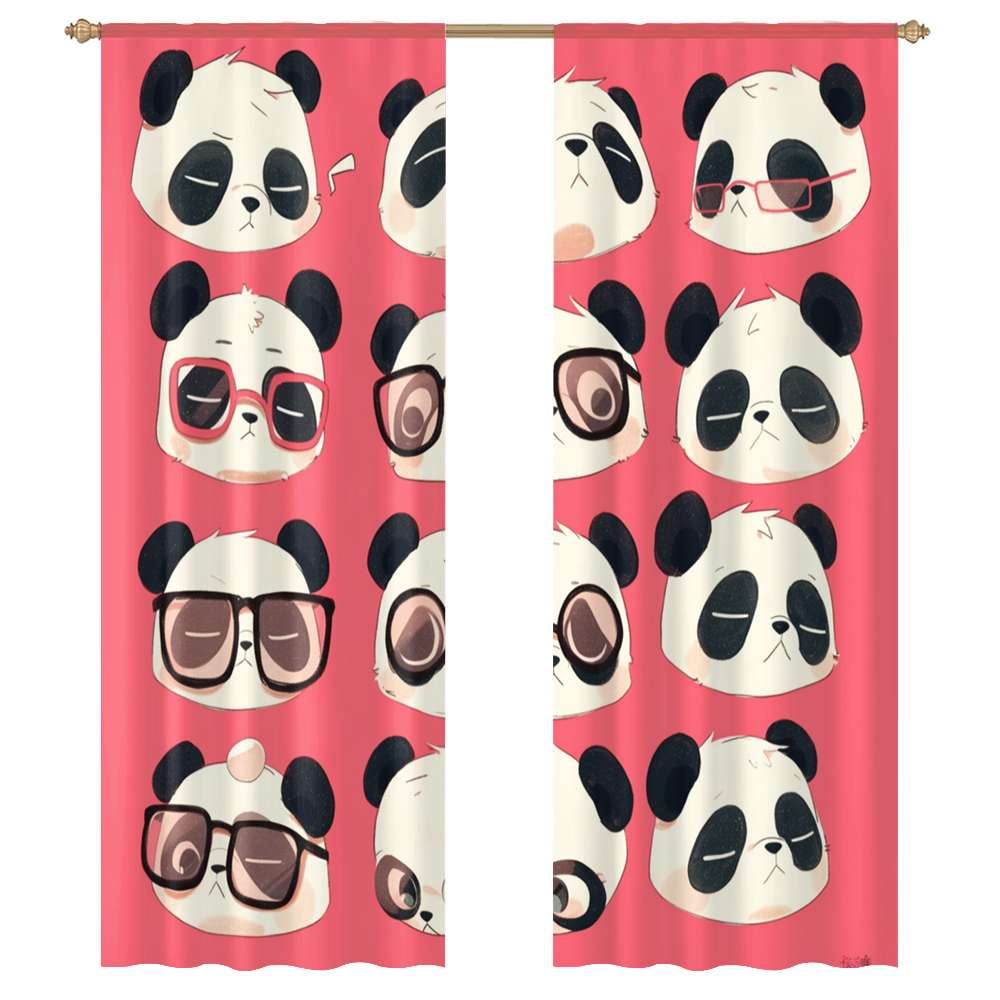 Cute Panda Sheer Voile Curtain Window Tulle Curtains For Living Room ...