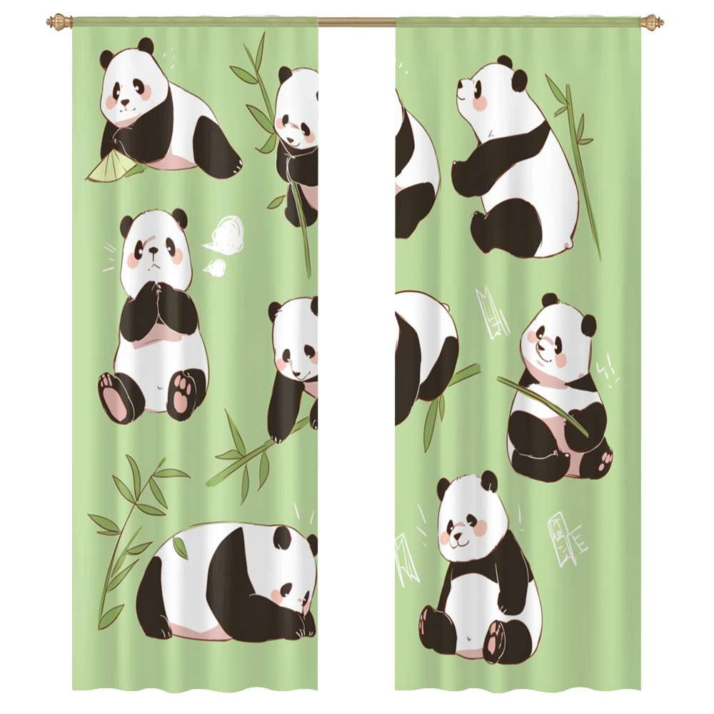 Cute Panda Sheer Voile Curtain Window Tulle Curtains For Living Room ...