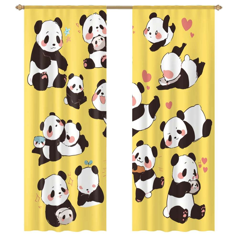 Cute Panda Sheer Voile Curtain Window Tulle Curtains For Living Room ...