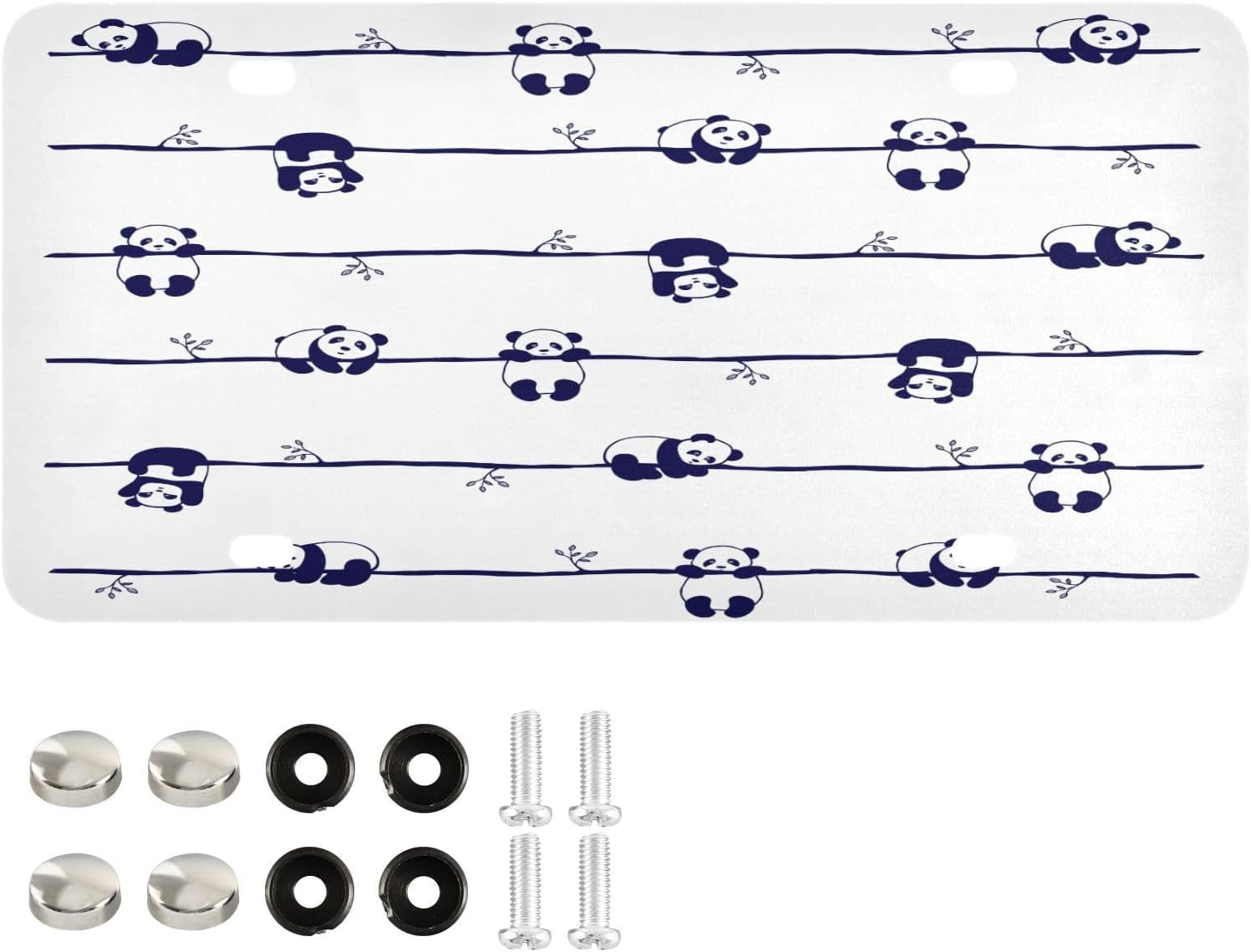 Cute Panda Stripes License Plates Front License Plate Covers Metal Car ...