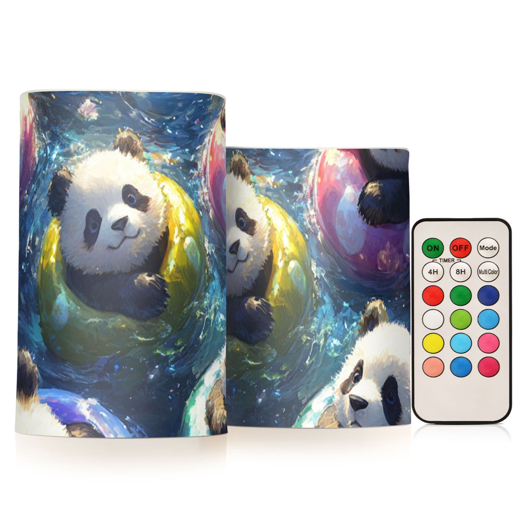 Cute Panda Swimming Flickering Flameless Candles Battery Operated with ...